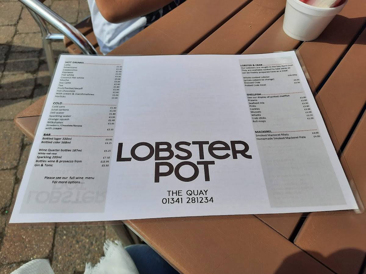 Menu at The Lobster Pot restaurant, Barmouth