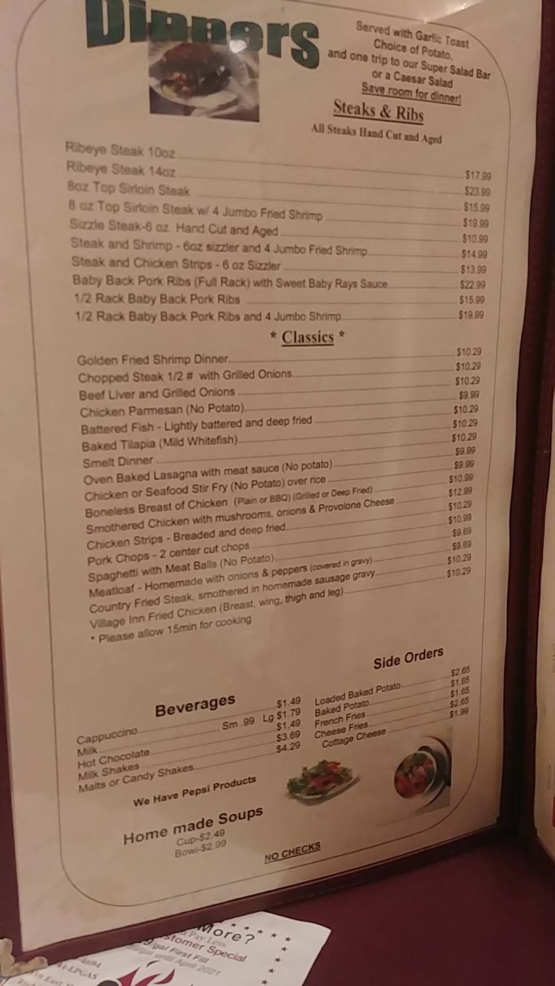 Menu at Village Inn Restaurant, Allegan