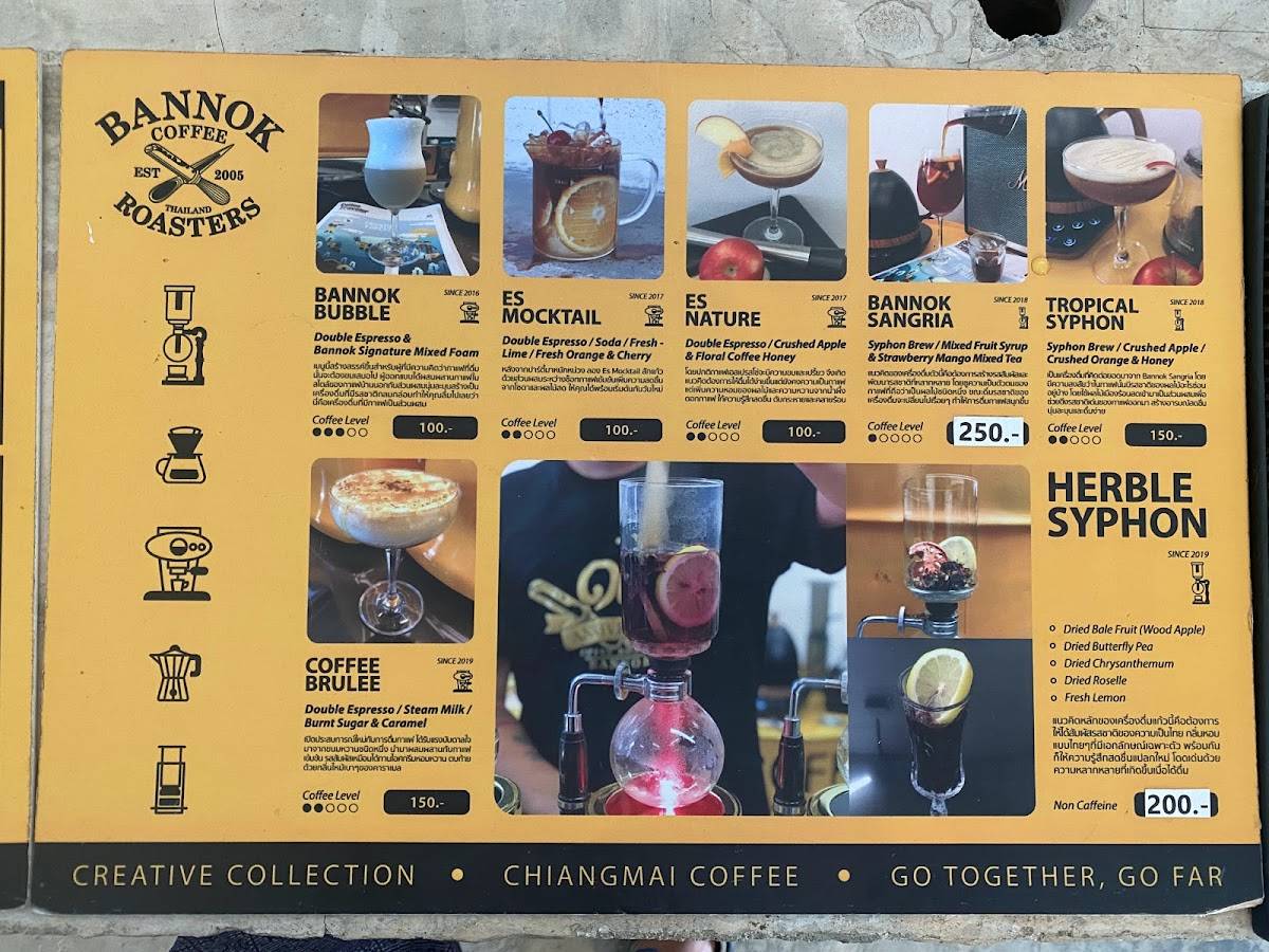 Menu at Bannok Coffee Roasters cafe, Hang Dong