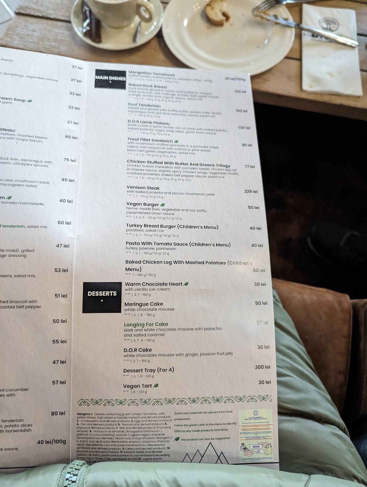 Menu at DOR Restaurant D.O.R., Bran