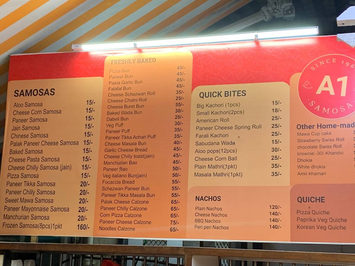Menu at A1 Samosa, Mumbai, 5A-5