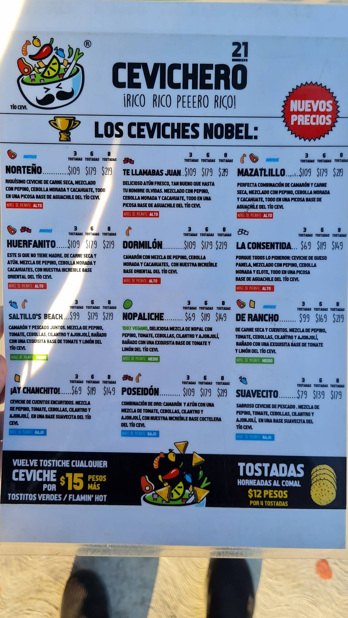 Menu at Cevichero 21 - Sucursal Abasolo restaurant, Saltillo