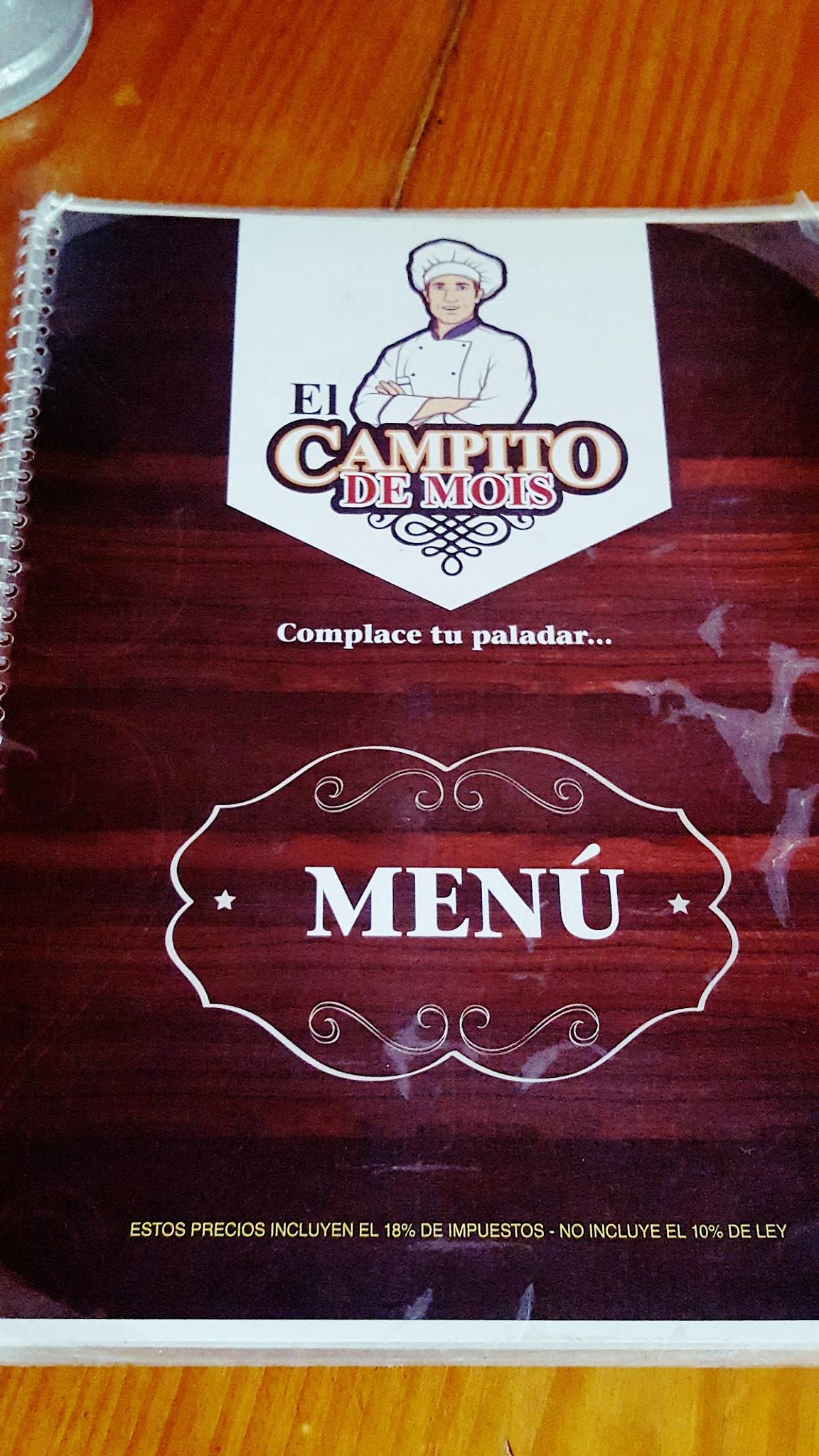 Carta de El Campito de Mois restaurant, Hato Mayor del Rey