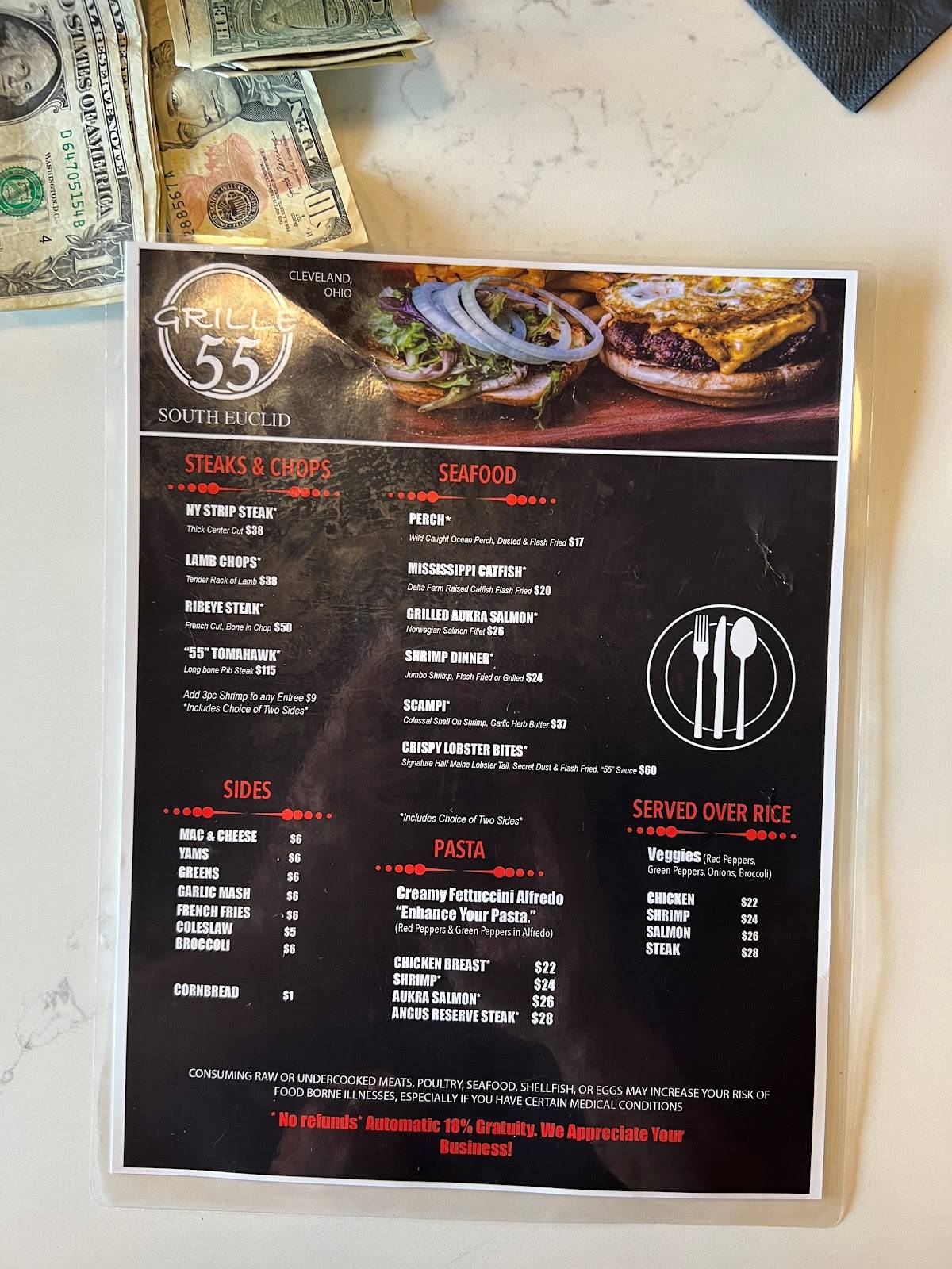 Menu at Grille 55 pub & bar, South Euclid