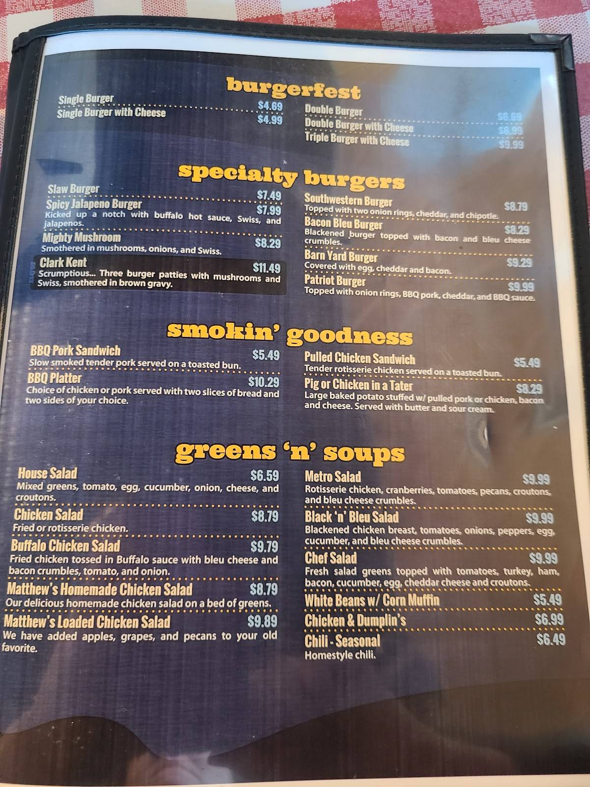 Menu at Yesterday’s Home Cookin' BBQ, Metropolis