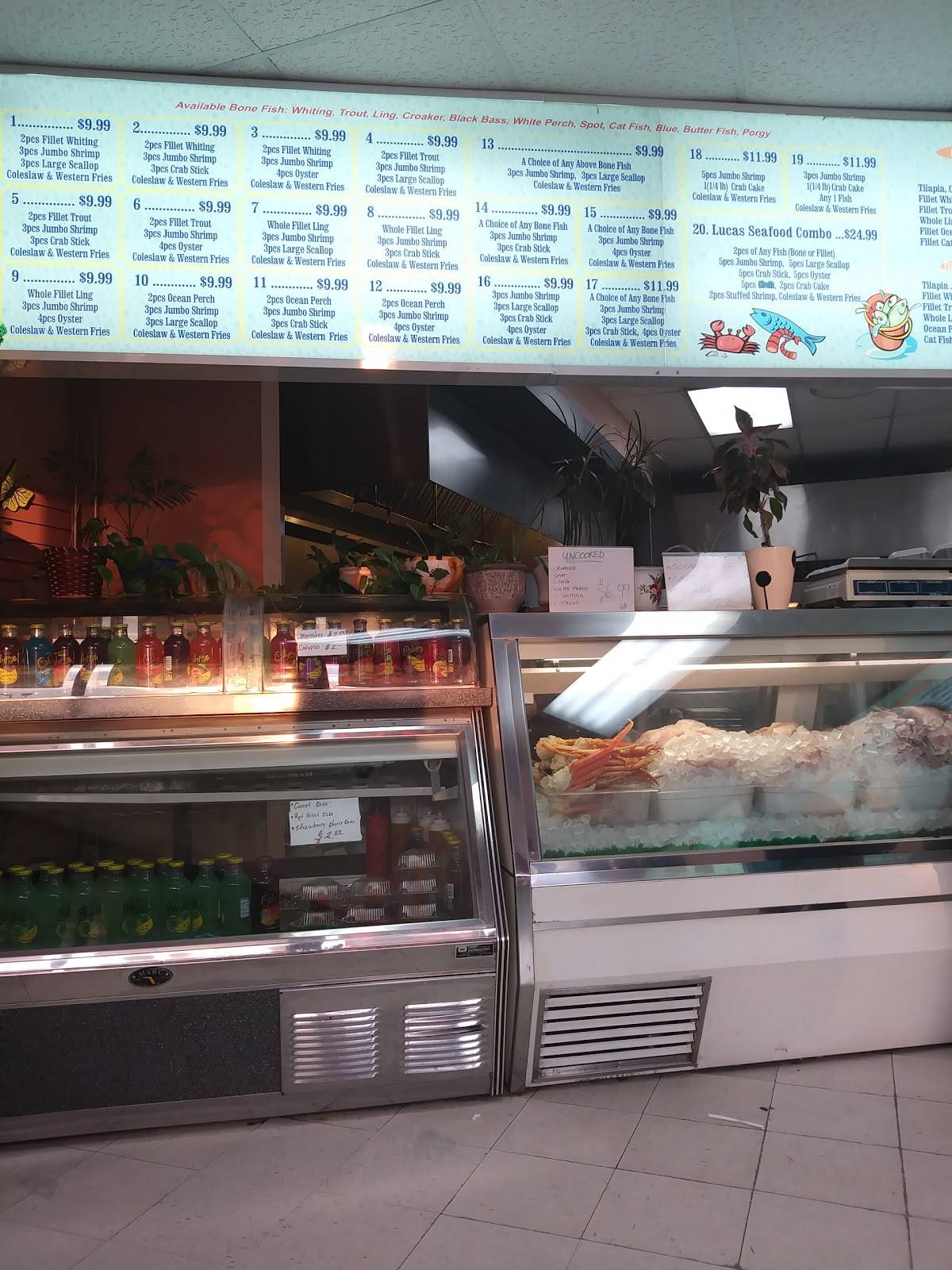 Menu at Old Lucas Seafood restaurant, District Heights