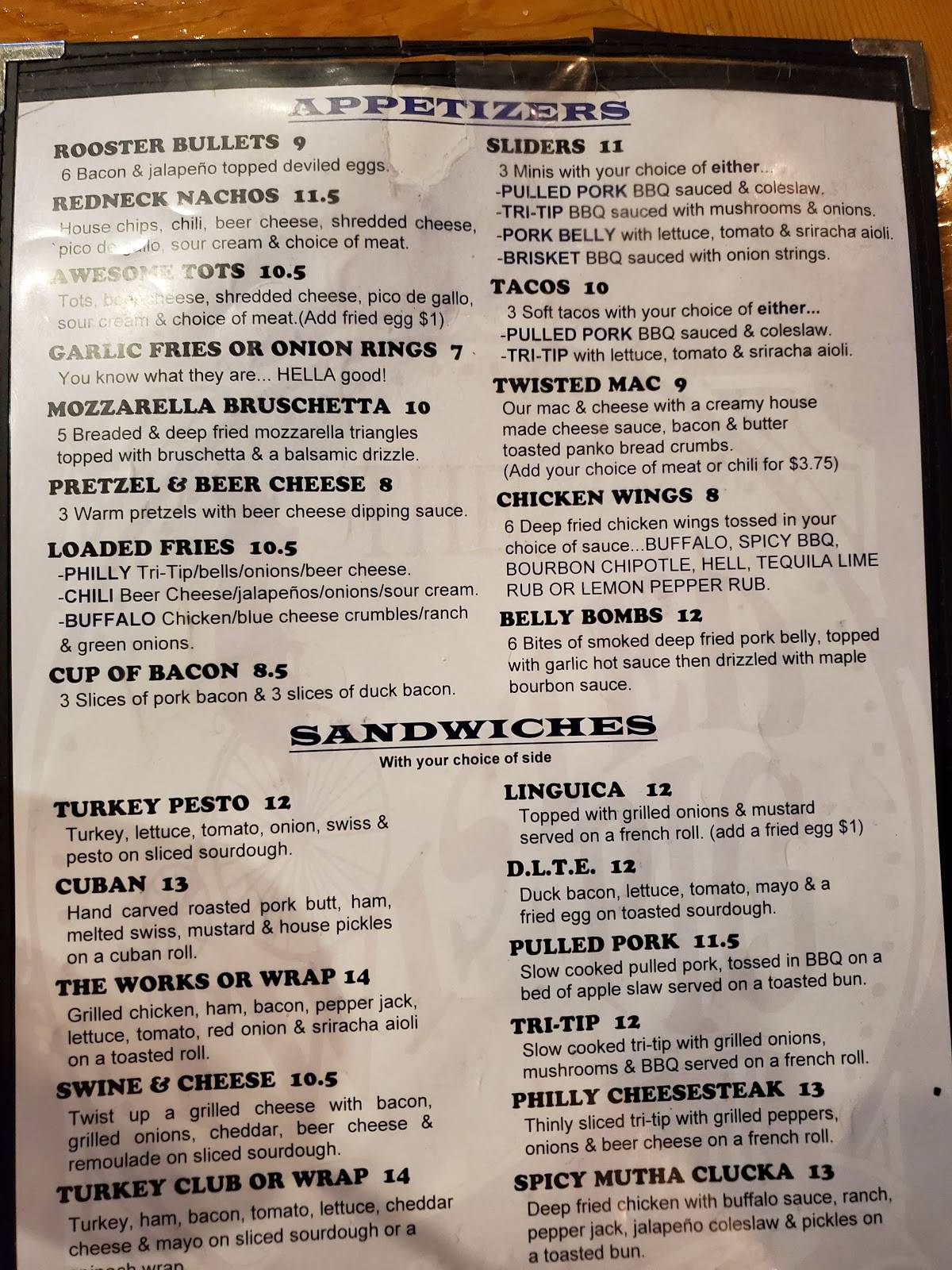 Menu at The Twisted Pig Bar and Grill, Modesto