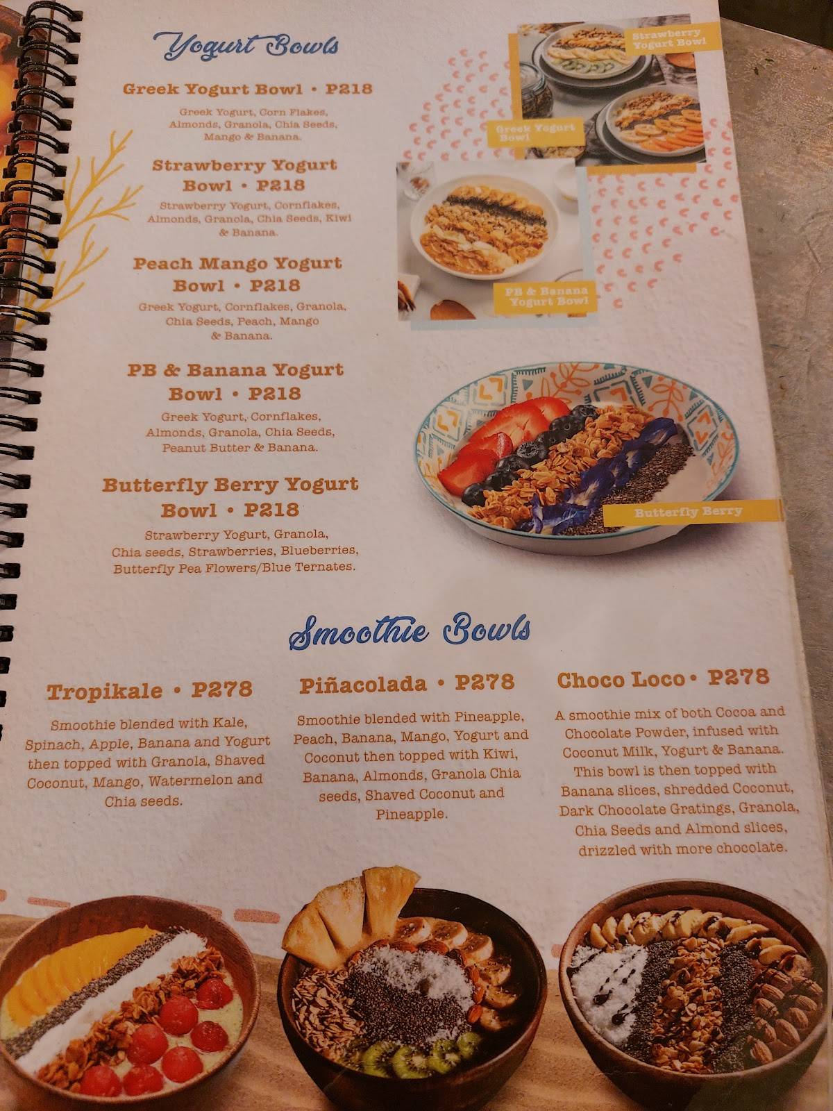 Menu at COOEE cafe, Cebu City