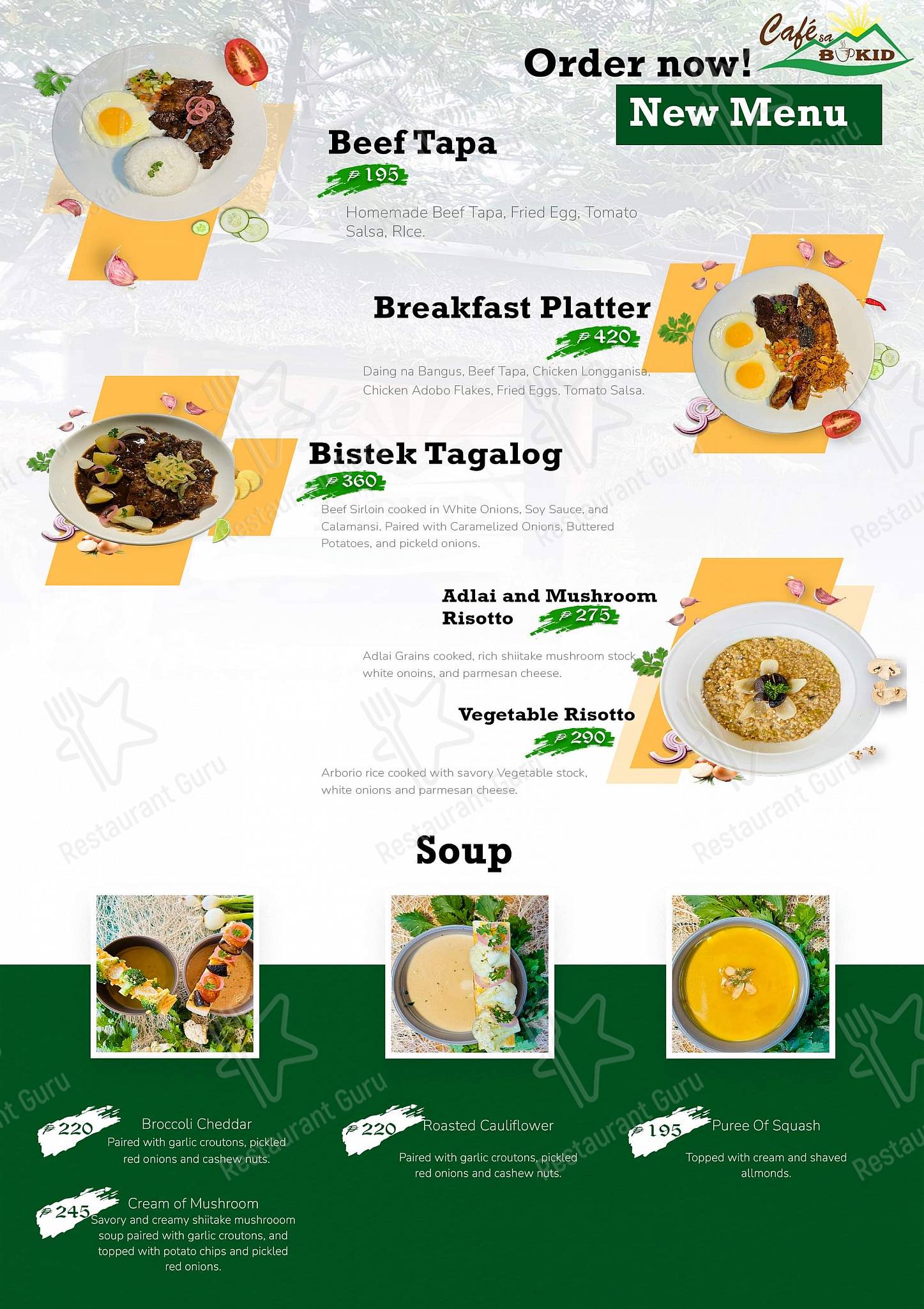 Menu at Café sa Bukid cafe, Malaybalay City, 3W22+XV3