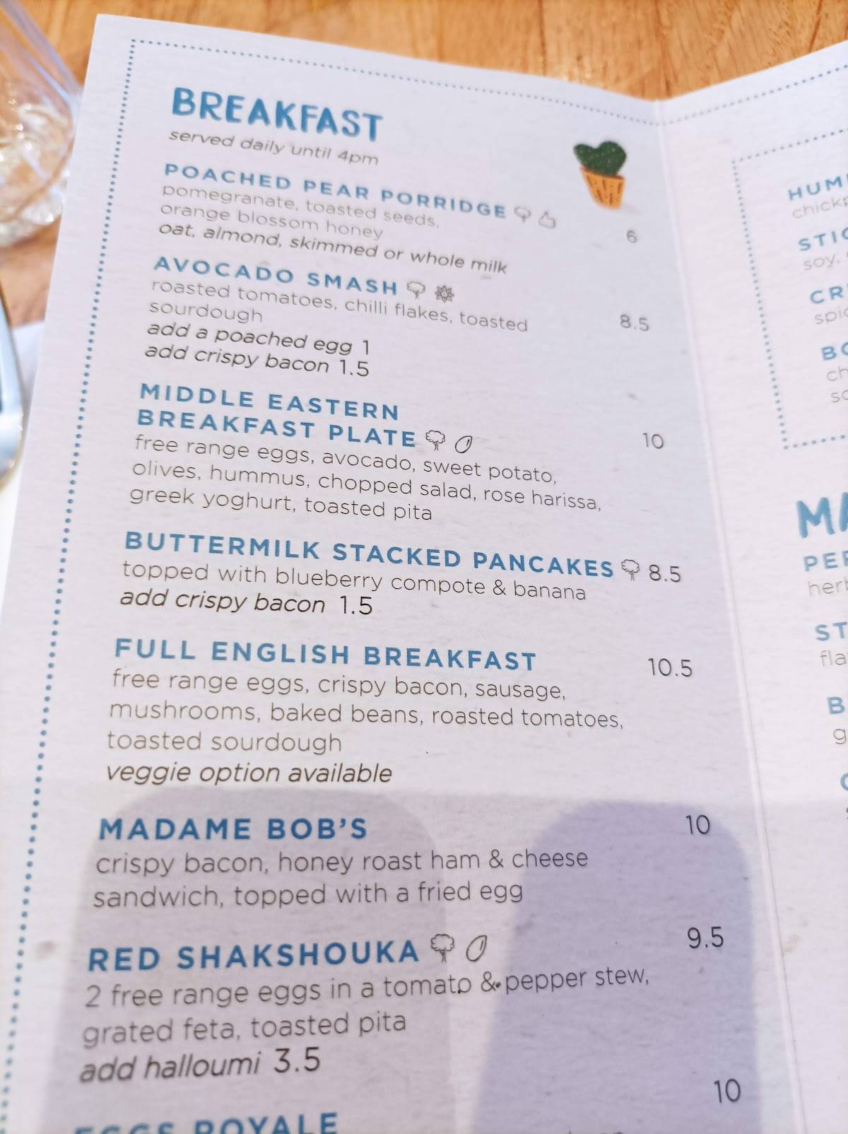 Menu at Bob's Café Muswell Hill cafe, London, 43 Muswell Hill Broadway