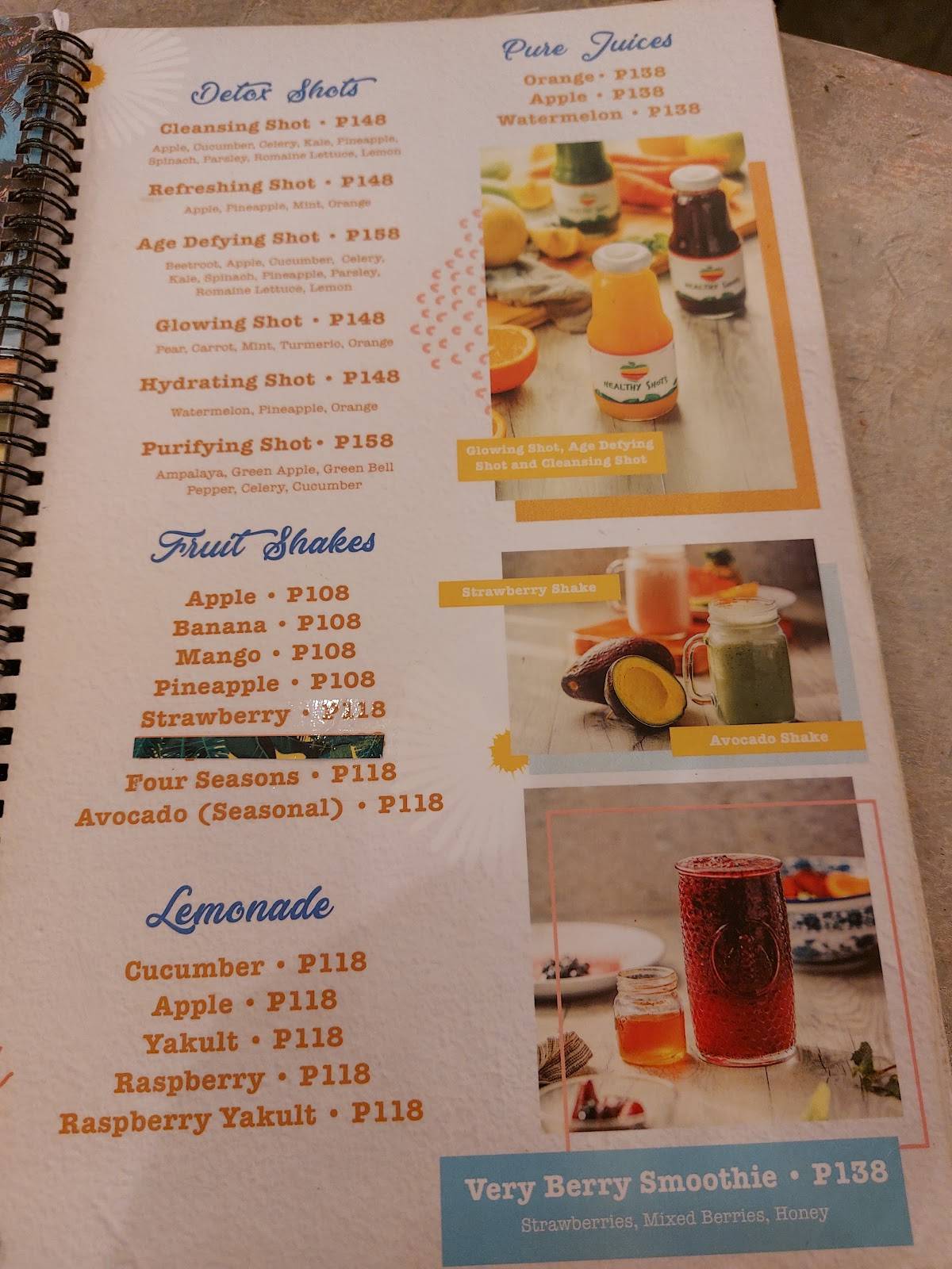 Menu at COOEE cafe, Cebu City