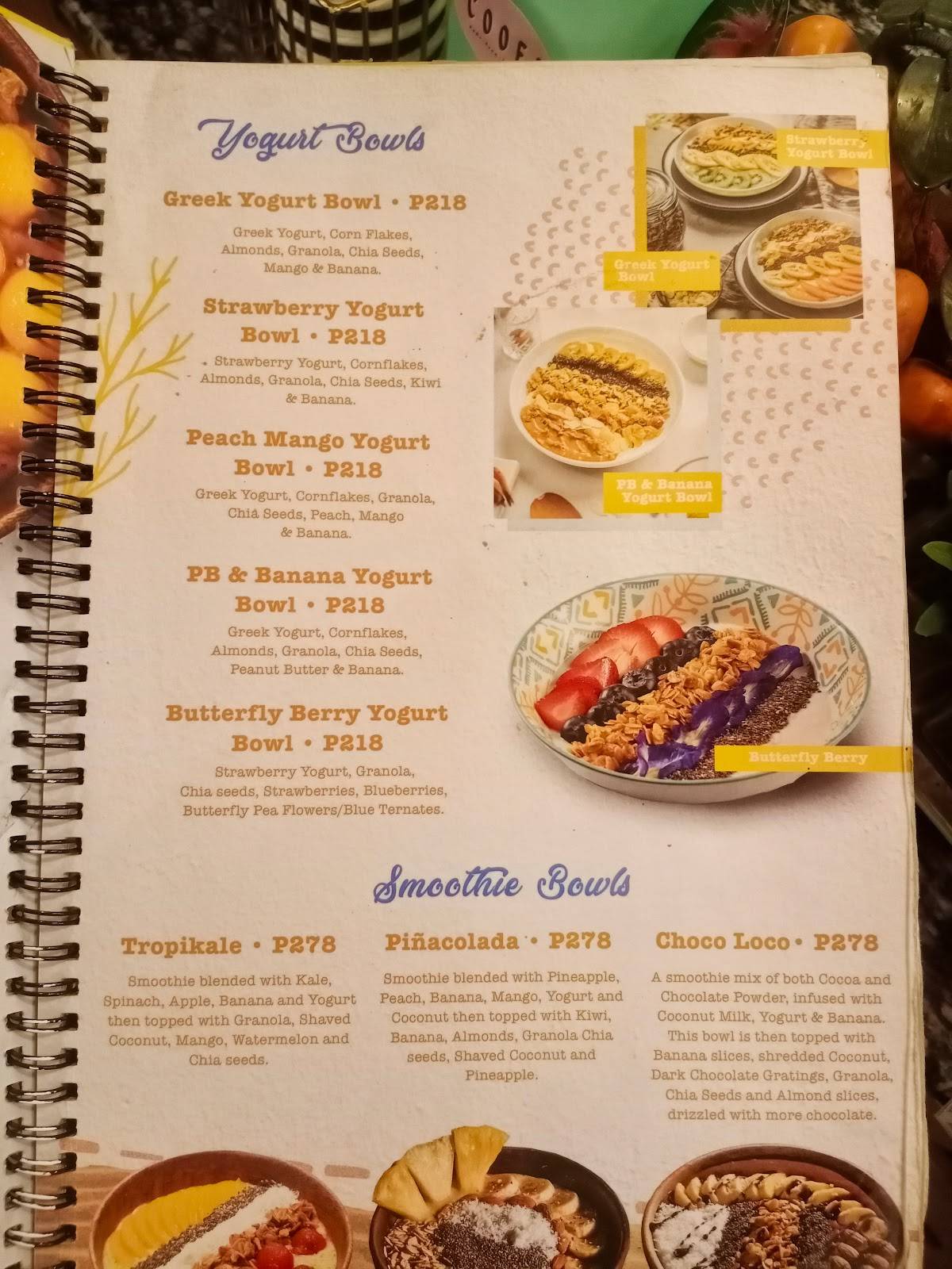 Menu at COOEE cafe, Cebu City