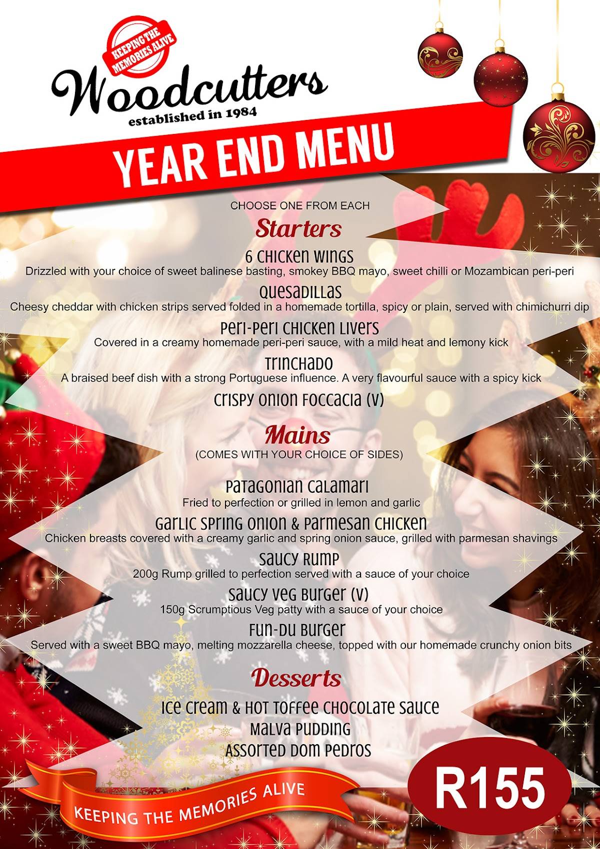Menu at Woodcutters Restaurant, Westville