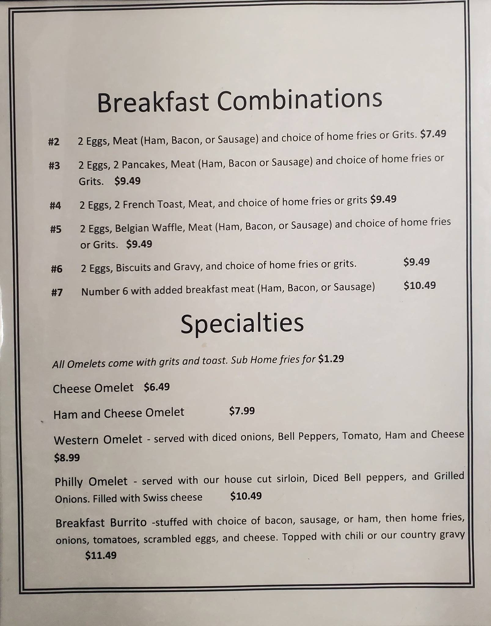 Menu at Annie's Cafe, Enterprise