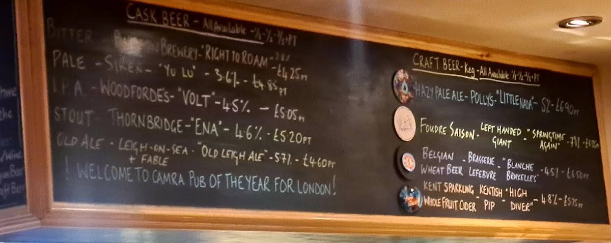 Menu at The Hop Inn pub & bar, Hornchurch