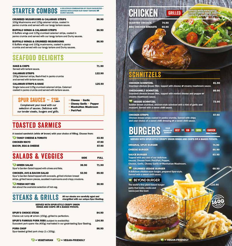 Menu at Eagle Mountain Spur Steak Ranch restaurant, Thabazimbi