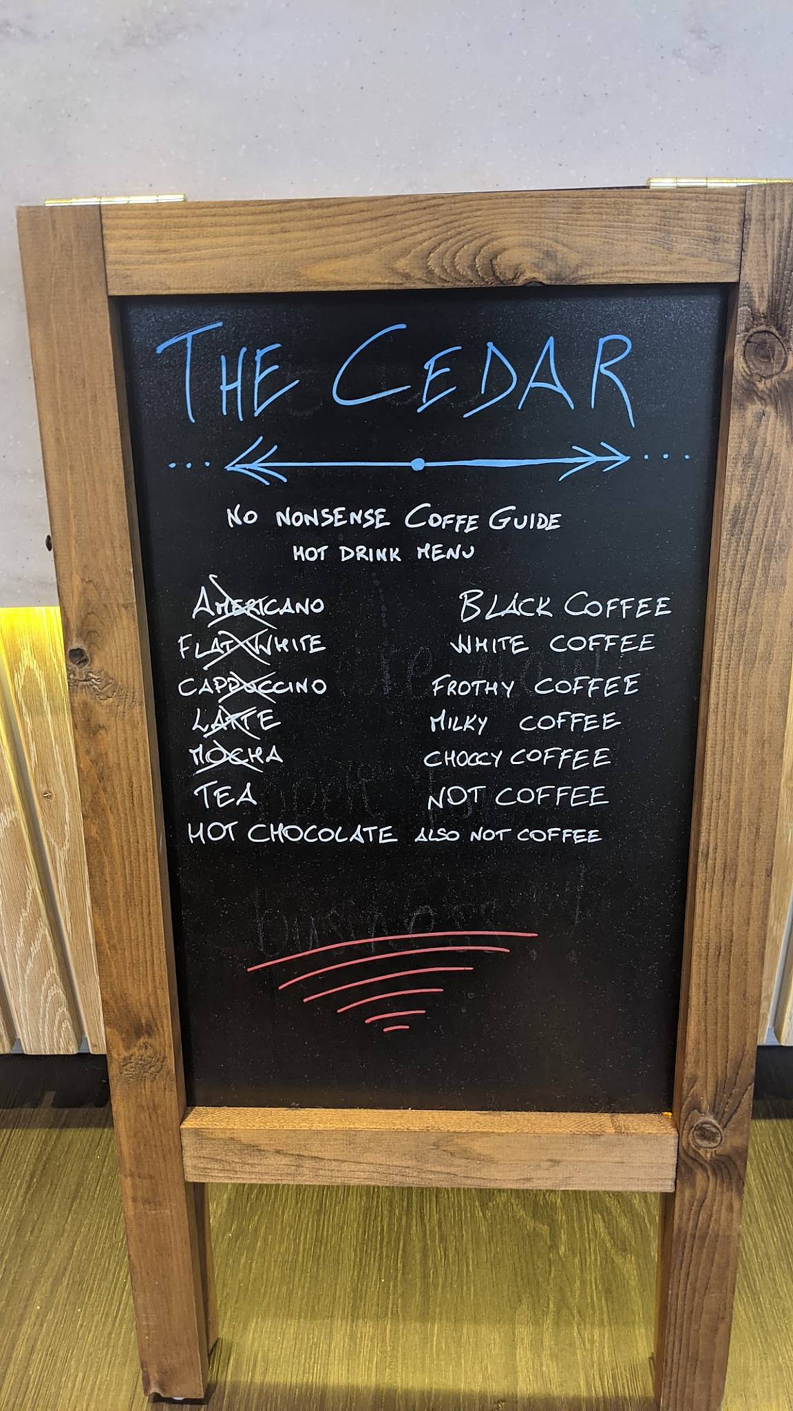 Menu at The Cedar Coffee Shop cafe, Marlow