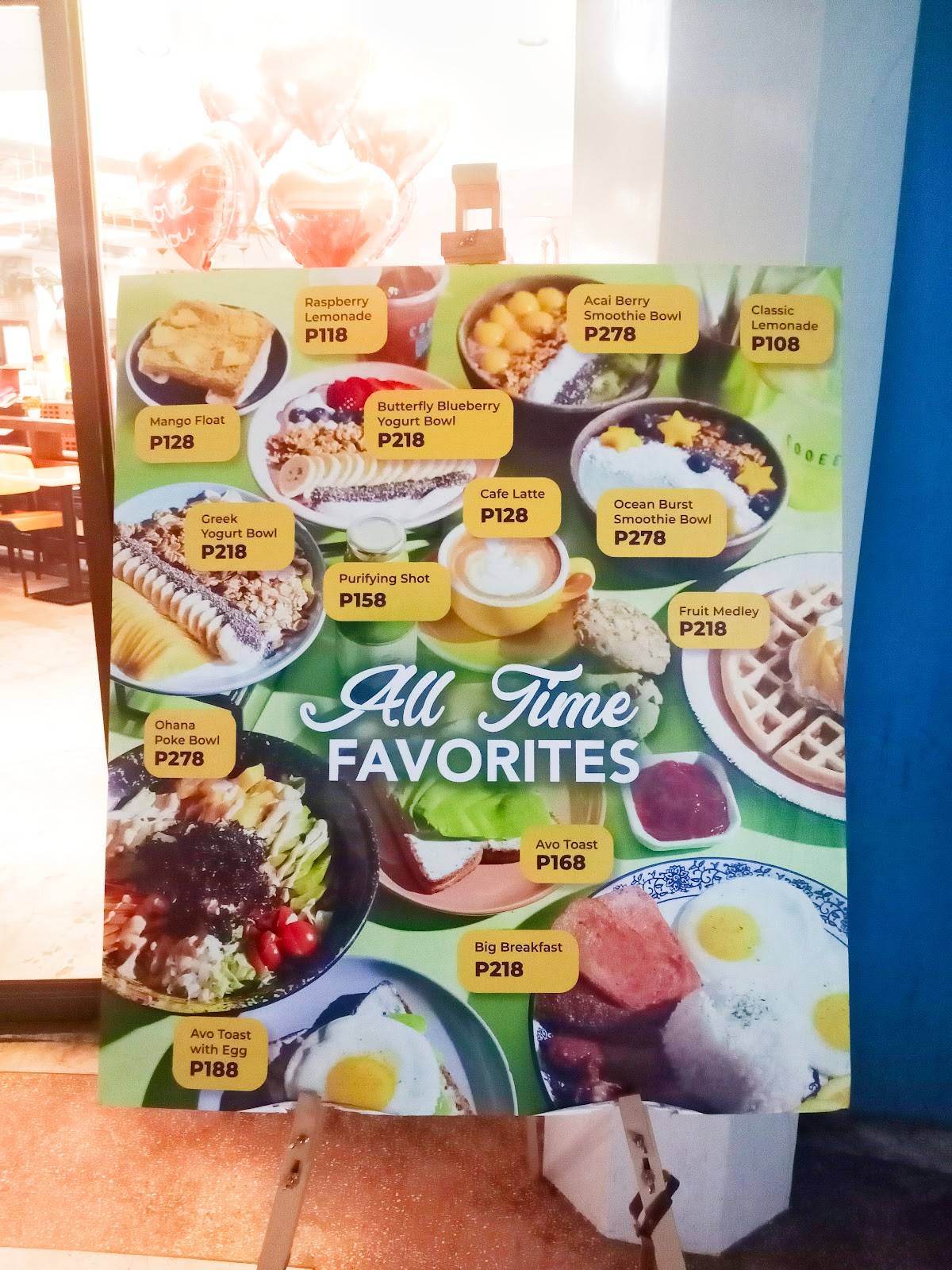 Menu at COOEE cafe, Cebu City