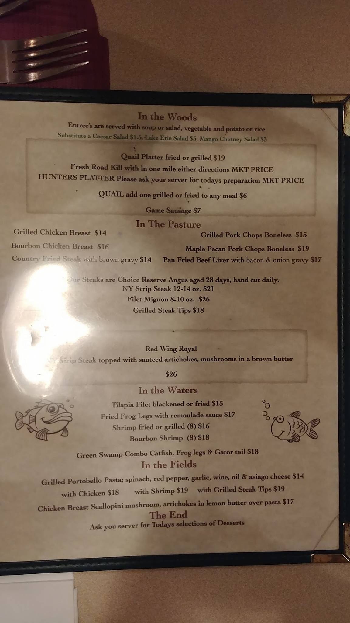 Menu at Red Wing Restaurant, Groveland