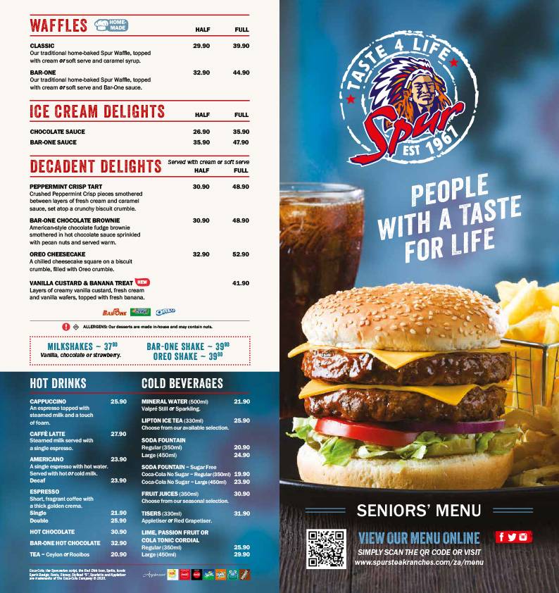 Menu at Eagle Mountain Spur Steak Ranch restaurant, Thabazimbi