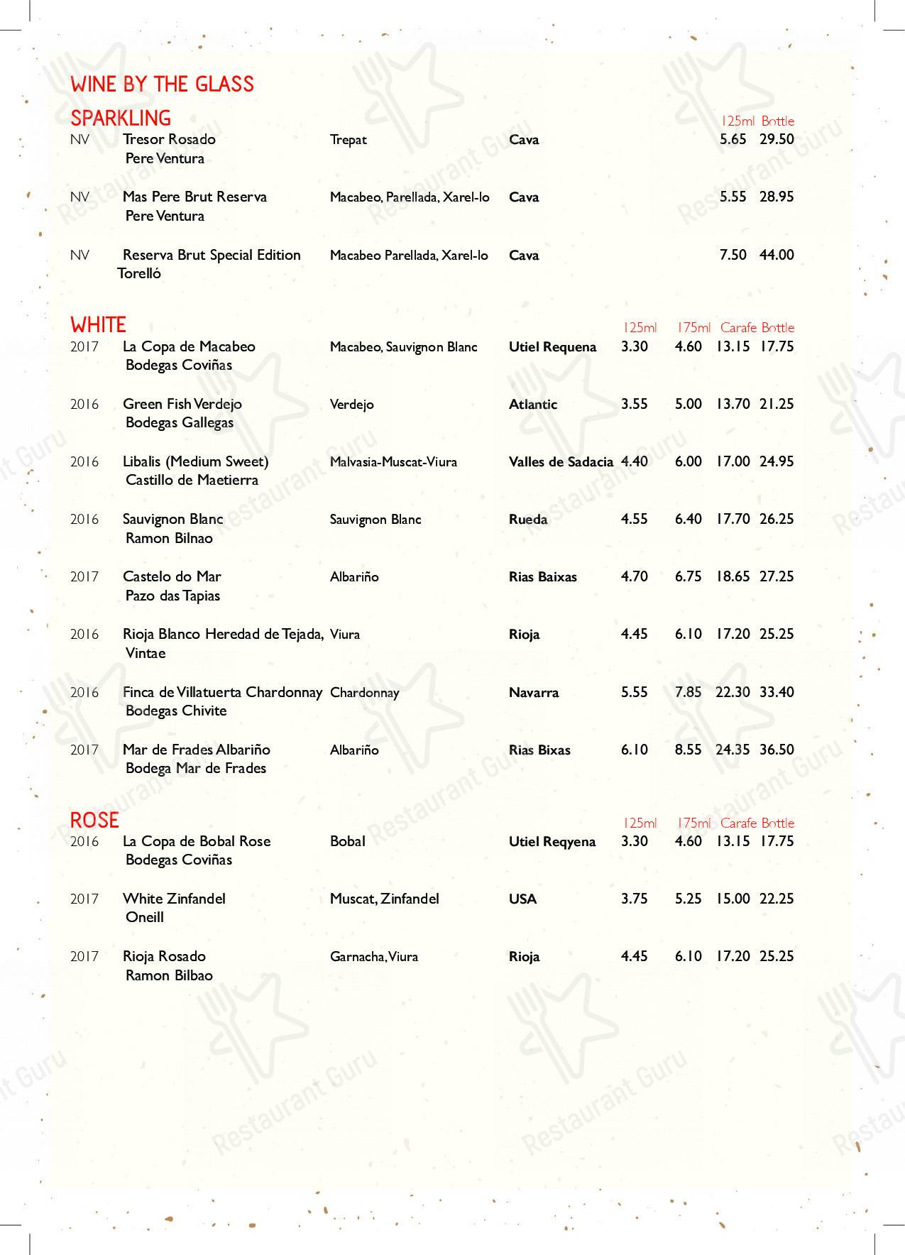 Menu at El Borracho de Oro restaurant, Birmingham