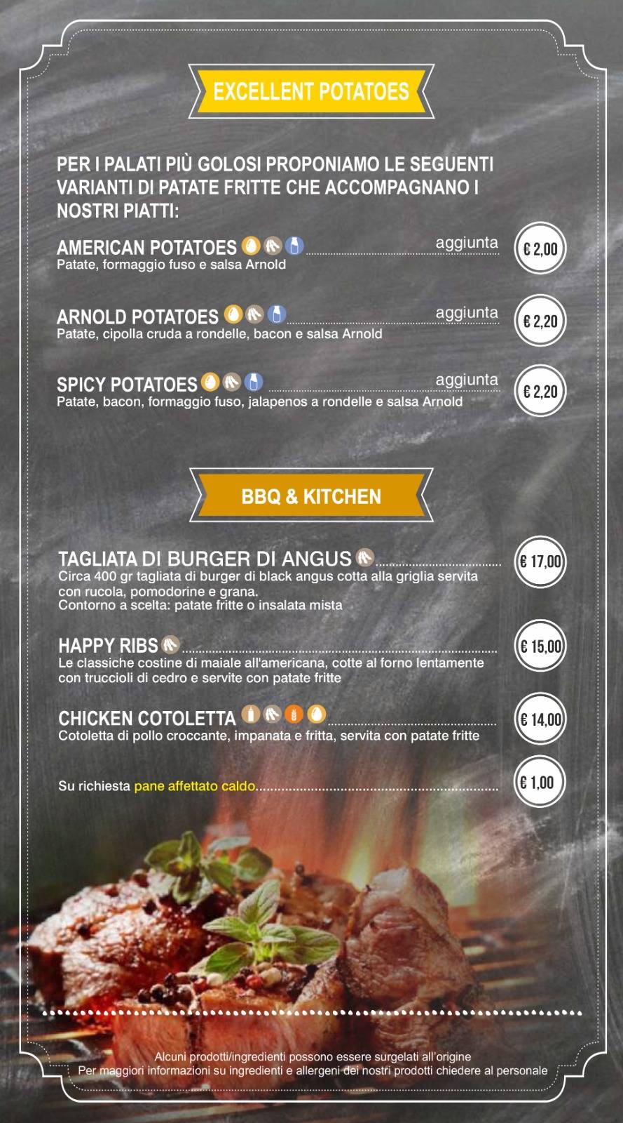 Menu da Arnold American Diner ristorante, San Bonifacio