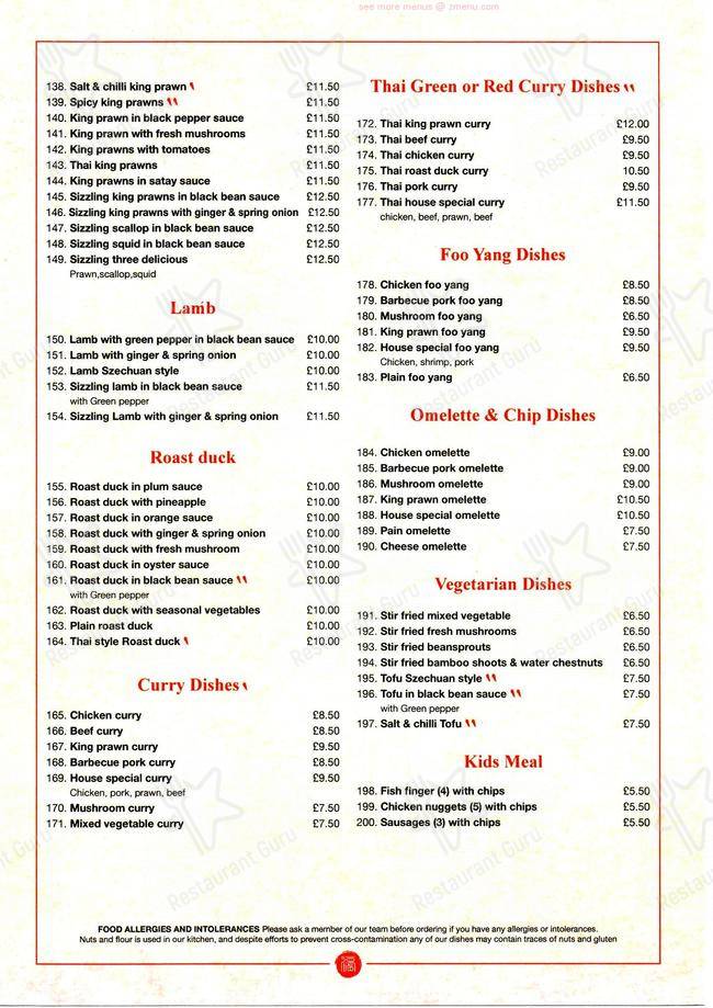 Menu at Fortune Inn fast food, Hove