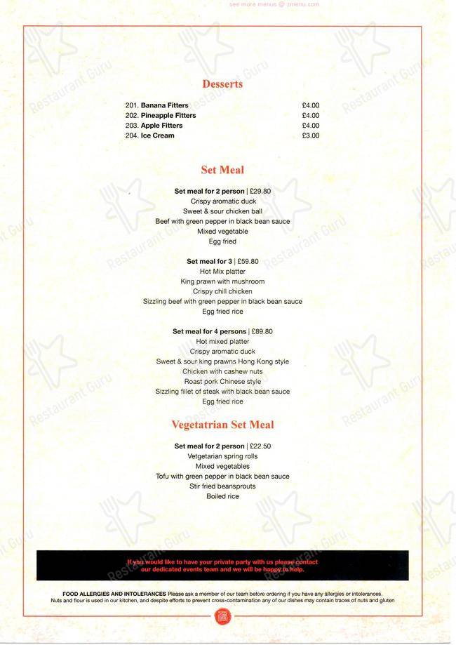 Menu at Fortune Inn fast food, Hove
