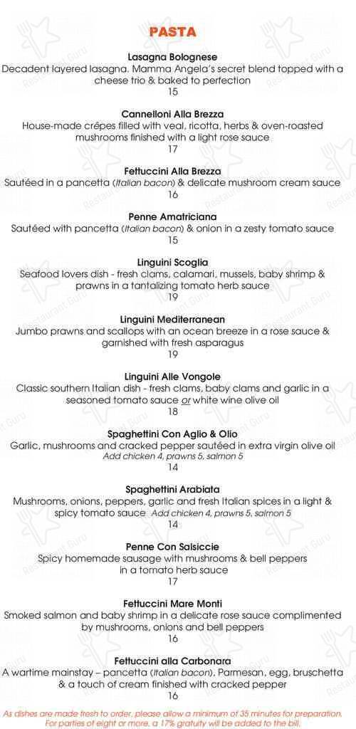 Menu at La Brezza Ristorante restaurant, Calgary