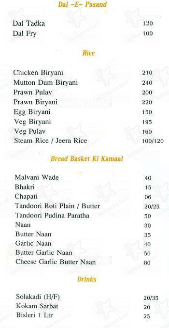 Menu at Mum Mum, Mumbai