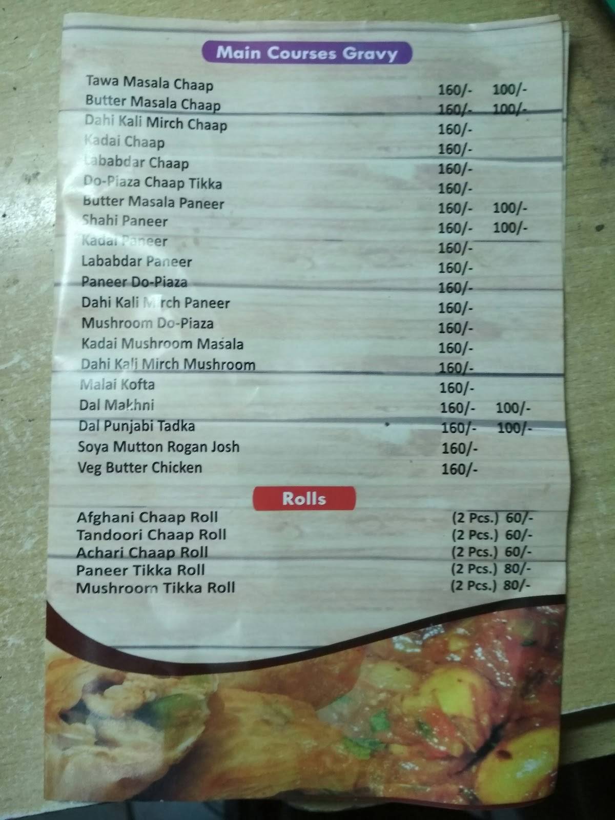 Menu at Mr. Singh's Tandoori hut, New Delhi, No: 27/1