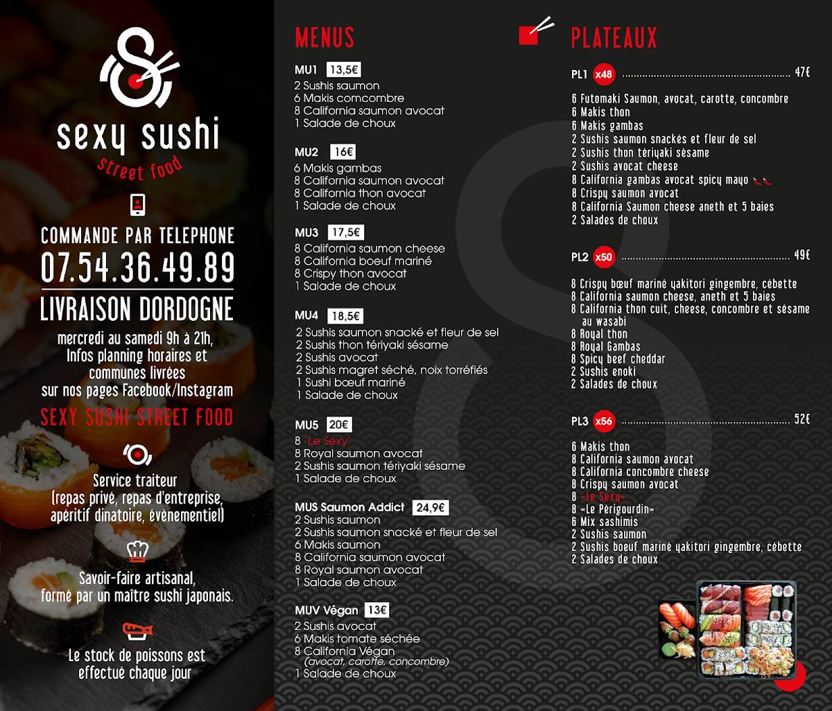 Menu at Sexy sushi street food restaurant, Faux