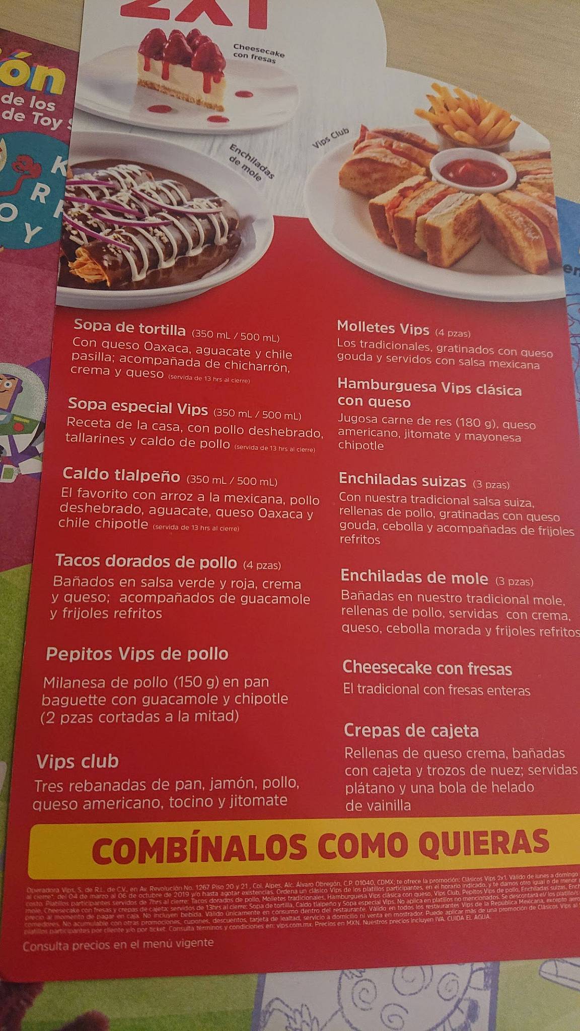 Carta del restaurante Vips, Monterrey, Paseo del los Leones 3201