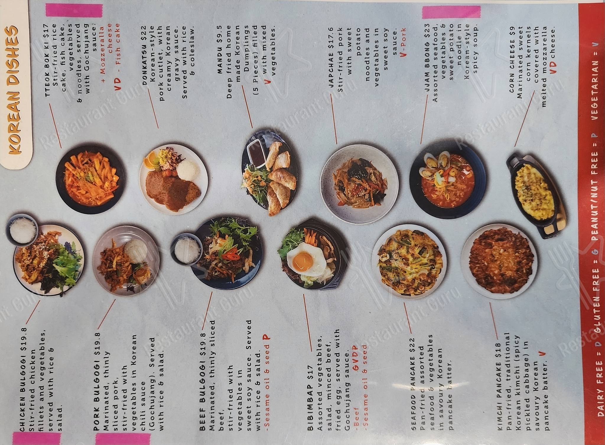 Menu at BOB JO restaurant, Mandurah