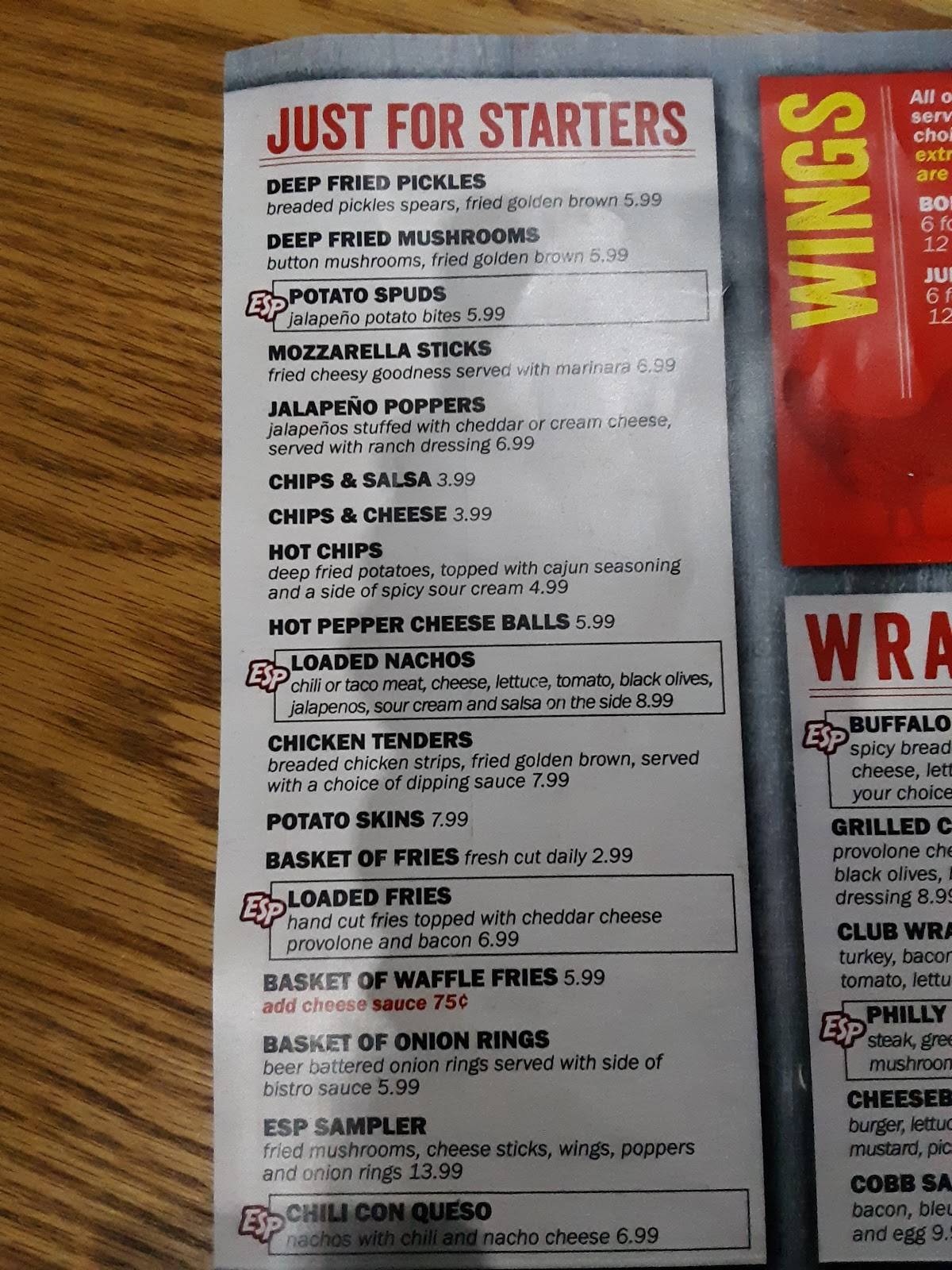 Menu at Erie Street Pub, Massillon
