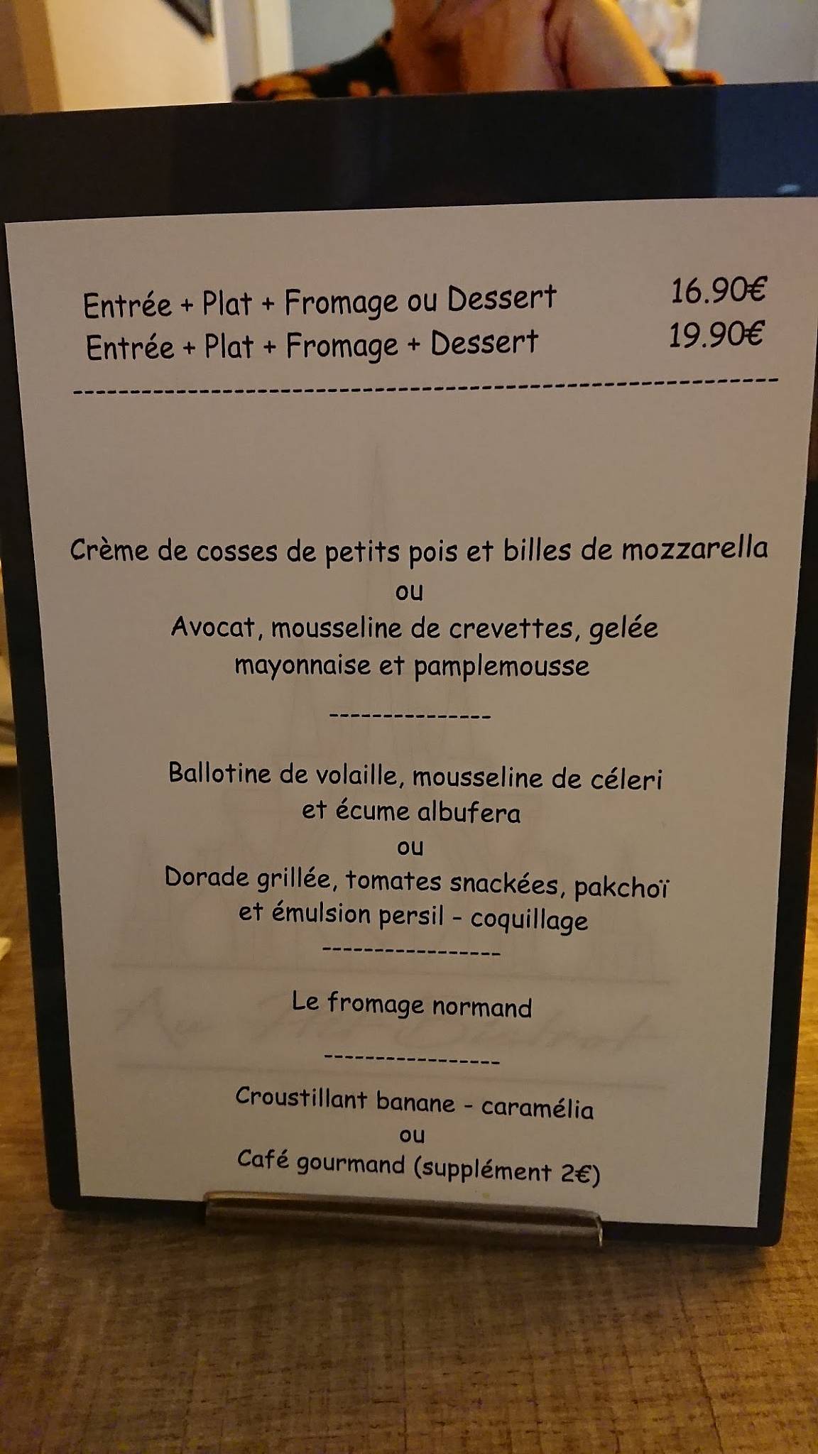 Menu au L'Alcôve restaurant, Bayeux