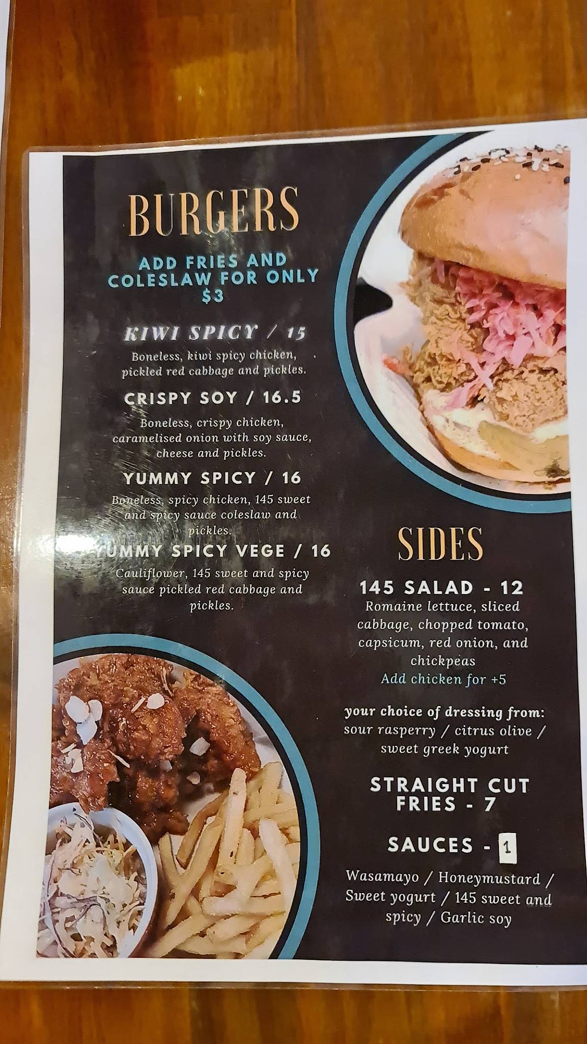 Menu at Platform145 restaurant, Wellington
