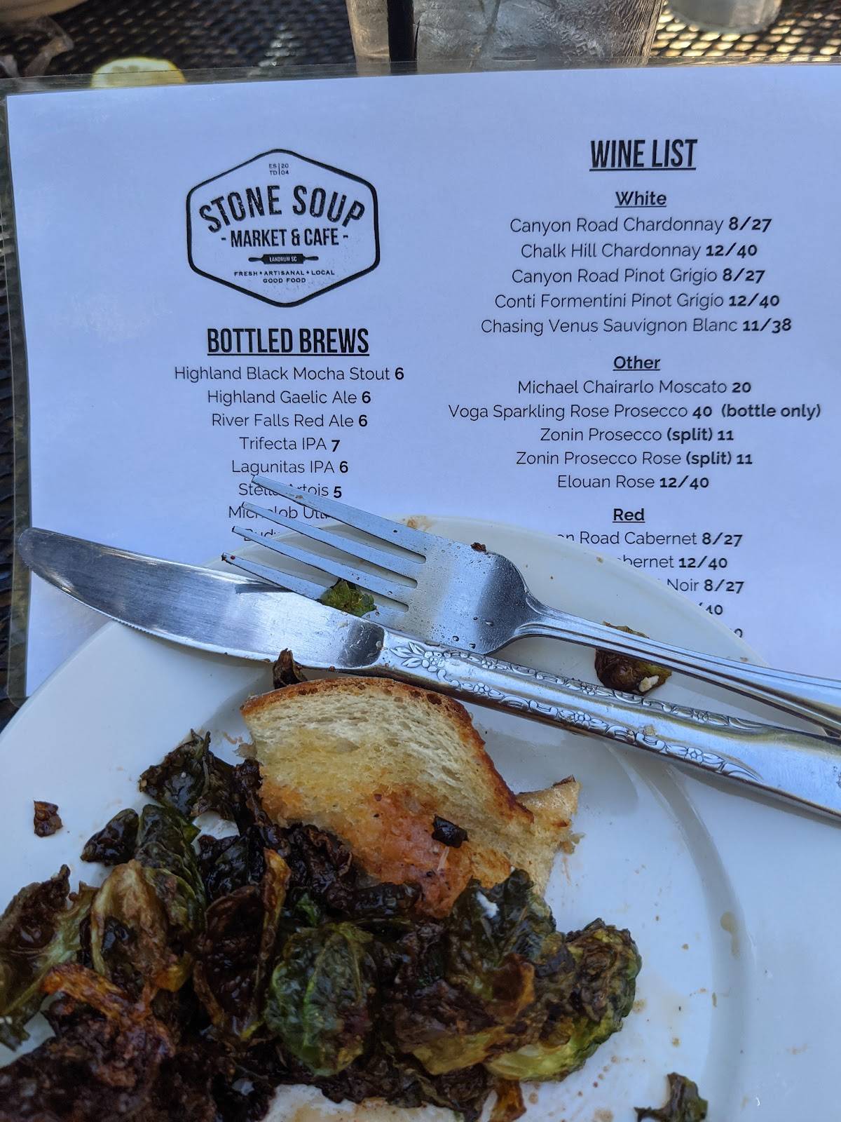 Menu at Stone Soup restaurant, Landrum