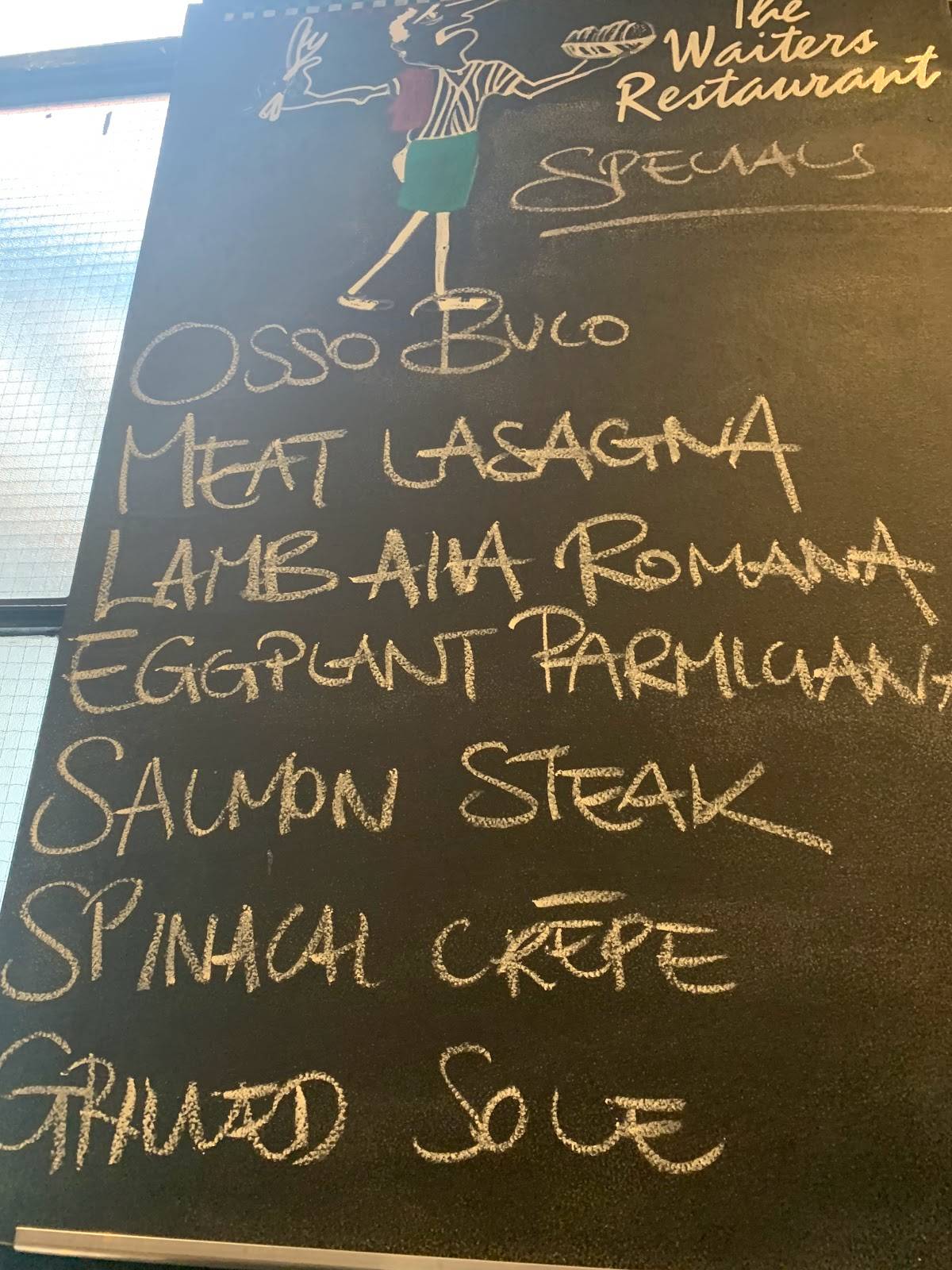 Menu at The Waiters Restaurant, Melbourne