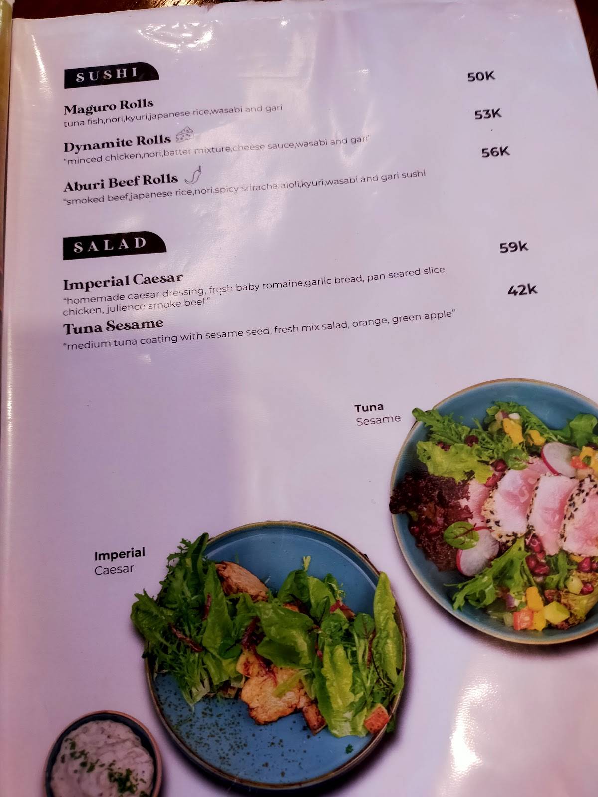 Menu at CU@CAFE Kota Wisata, Indonesia