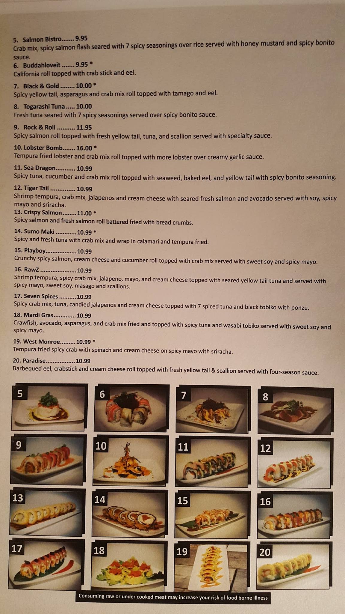 Menu at Cafe RawZ of West Monroe, West Monroe
