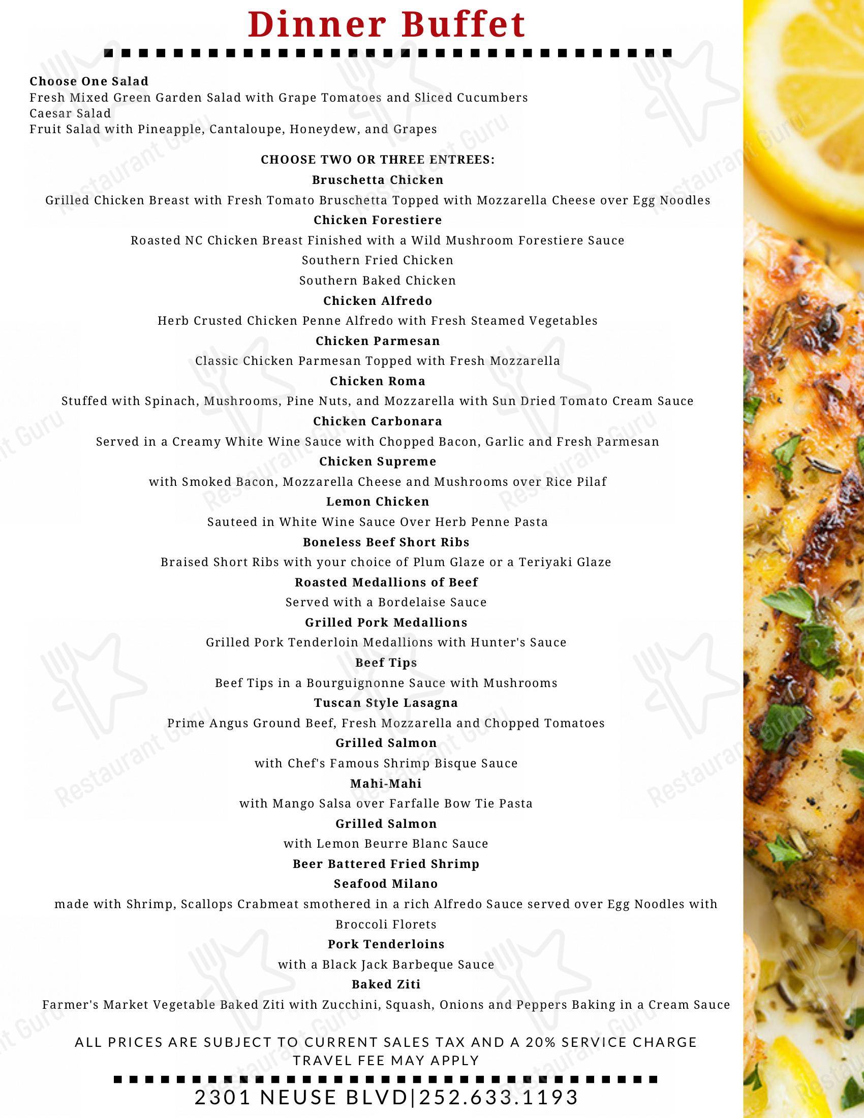 Menu at Flame Catering & Banquet Center restaurant, New Bern