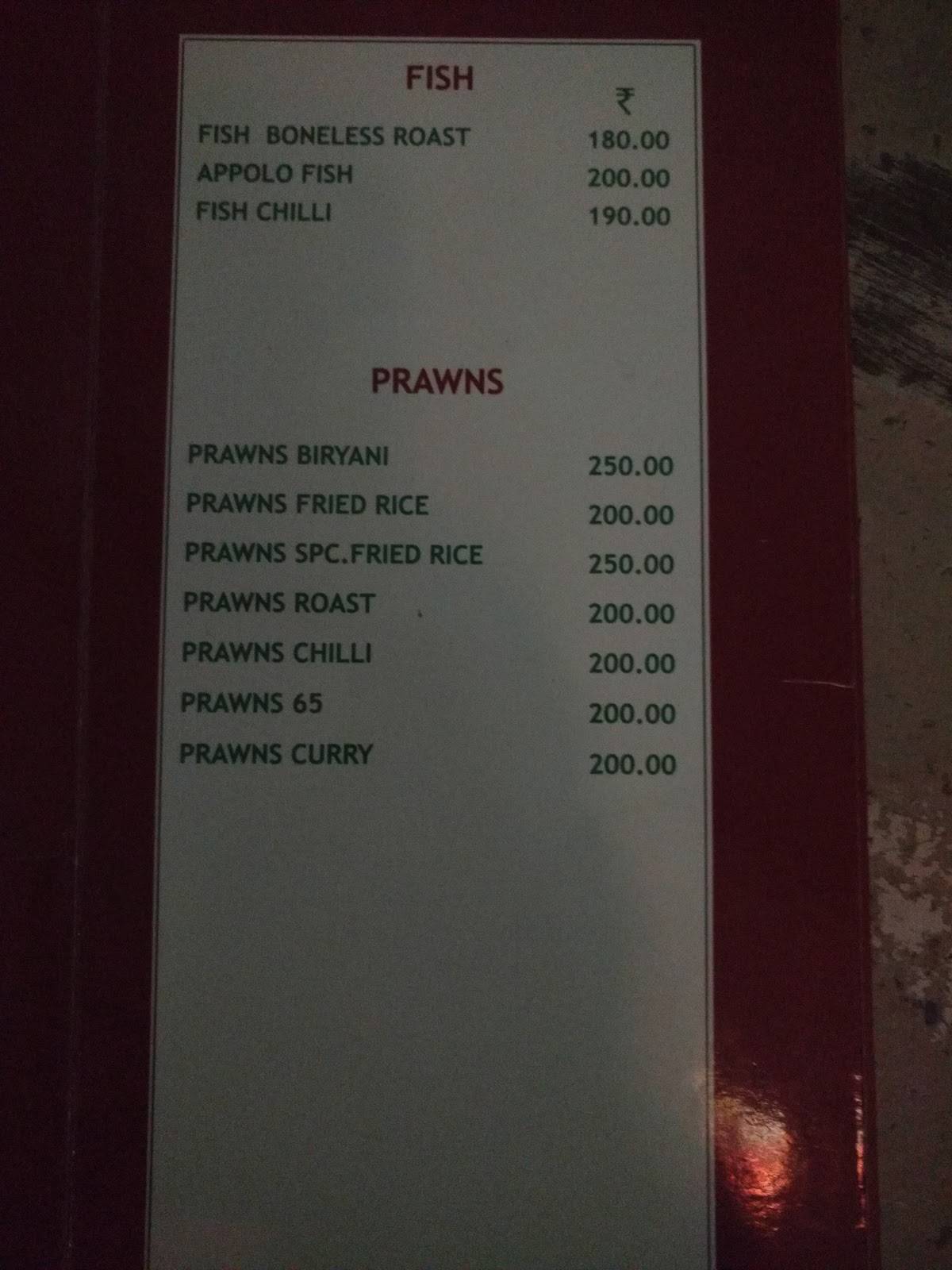 Menu at Hotel Manasa Veg and Non-Veg, Tirupati