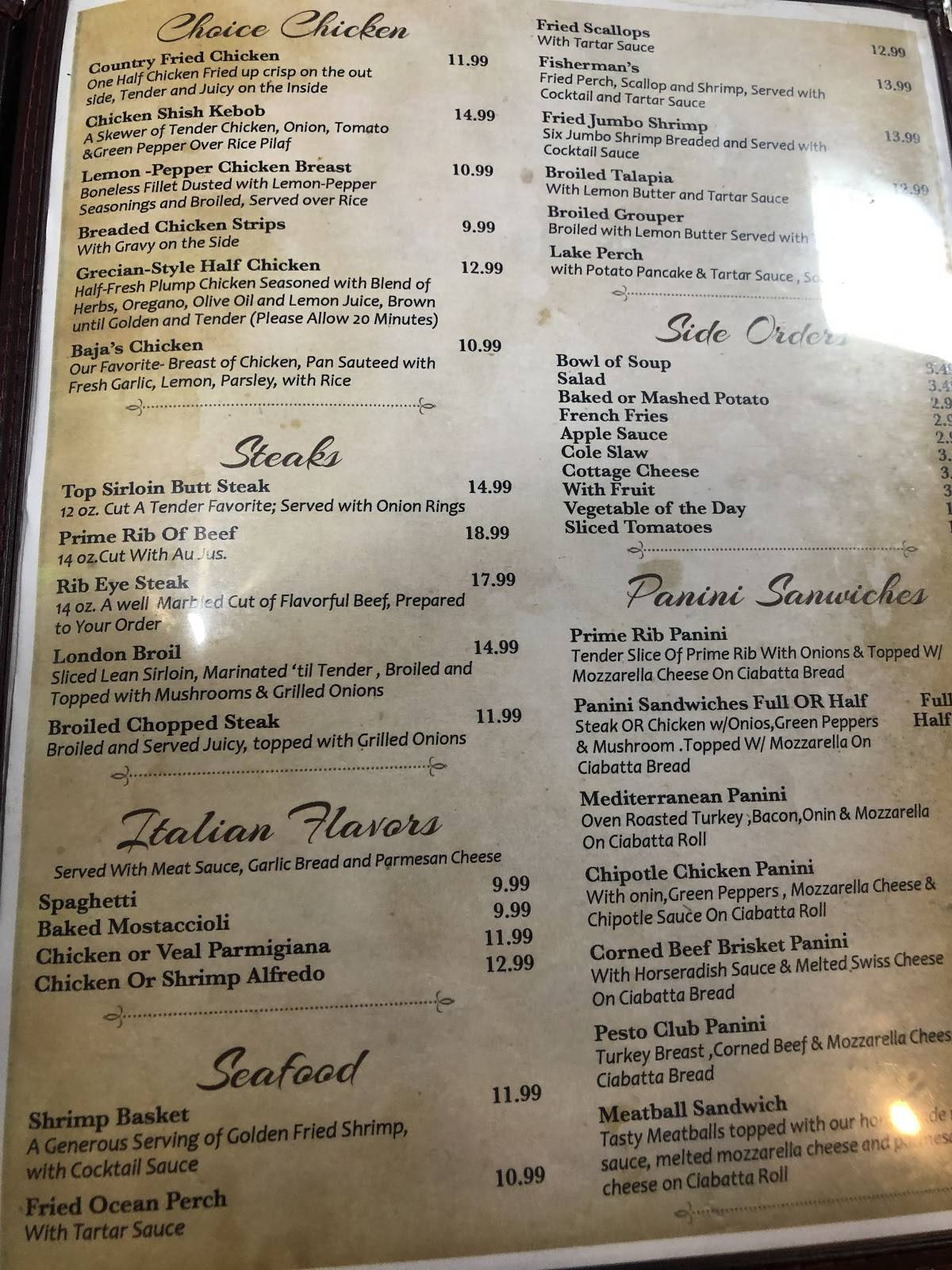 Menu at Baja Restaurant, Lakes of the Four Seasons