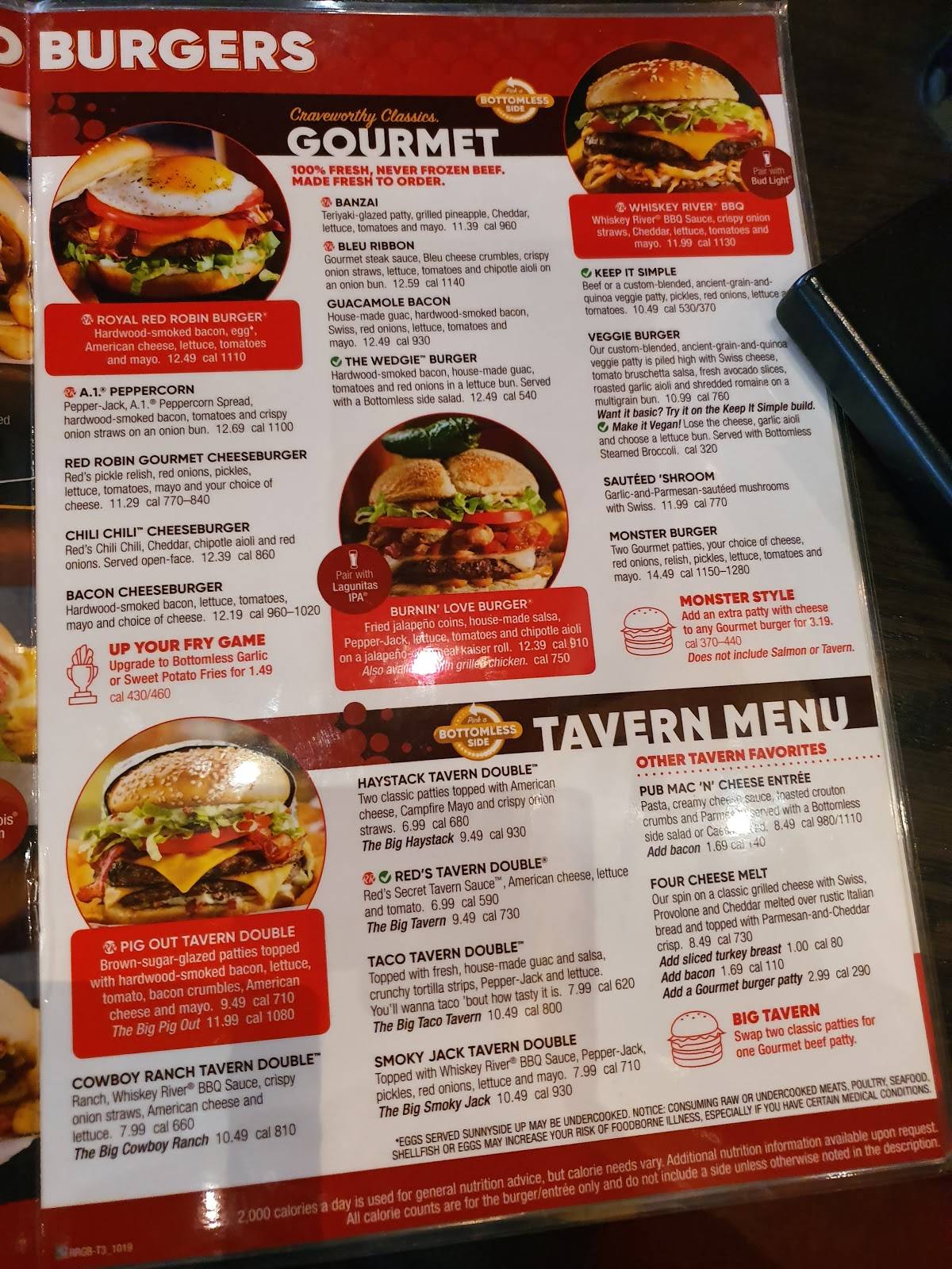 Menu at Red Robin Gourmet Burgers and Brews restaurant, Seattle, 401 NE ...