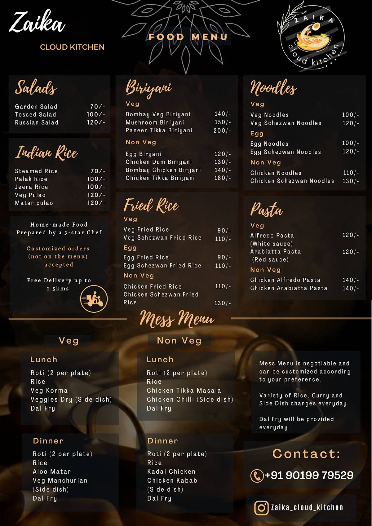 Menu at Zaika Cloud Kitchen ಜೈಕಾ ಕ್ಲೌಡ್ ಕಿಚನ್, Bengaluru