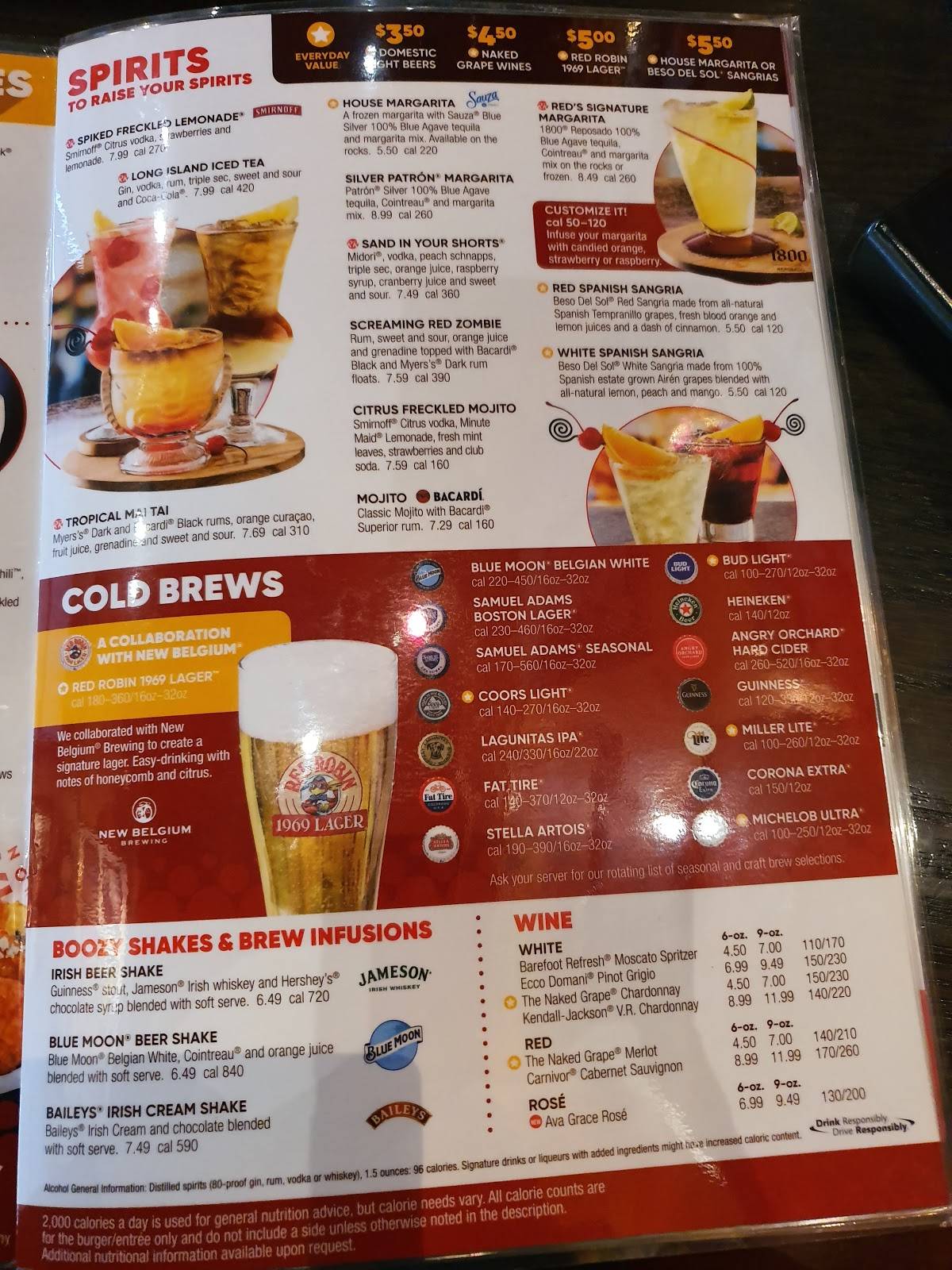Menu at Red Robin Gourmet Burgers and Brews restaurant, Seattle, 401 NE ...