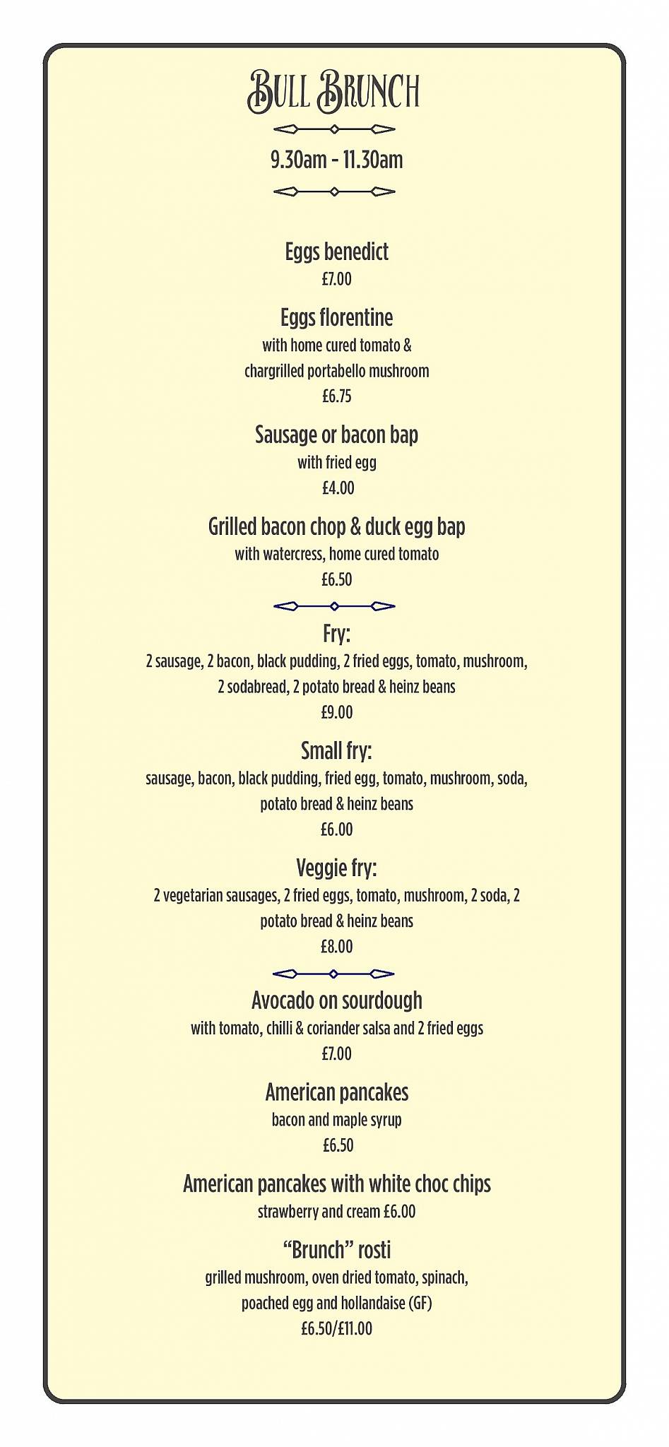 Menu at The Bull & Claw Newtownards pub & bar, Newtownards