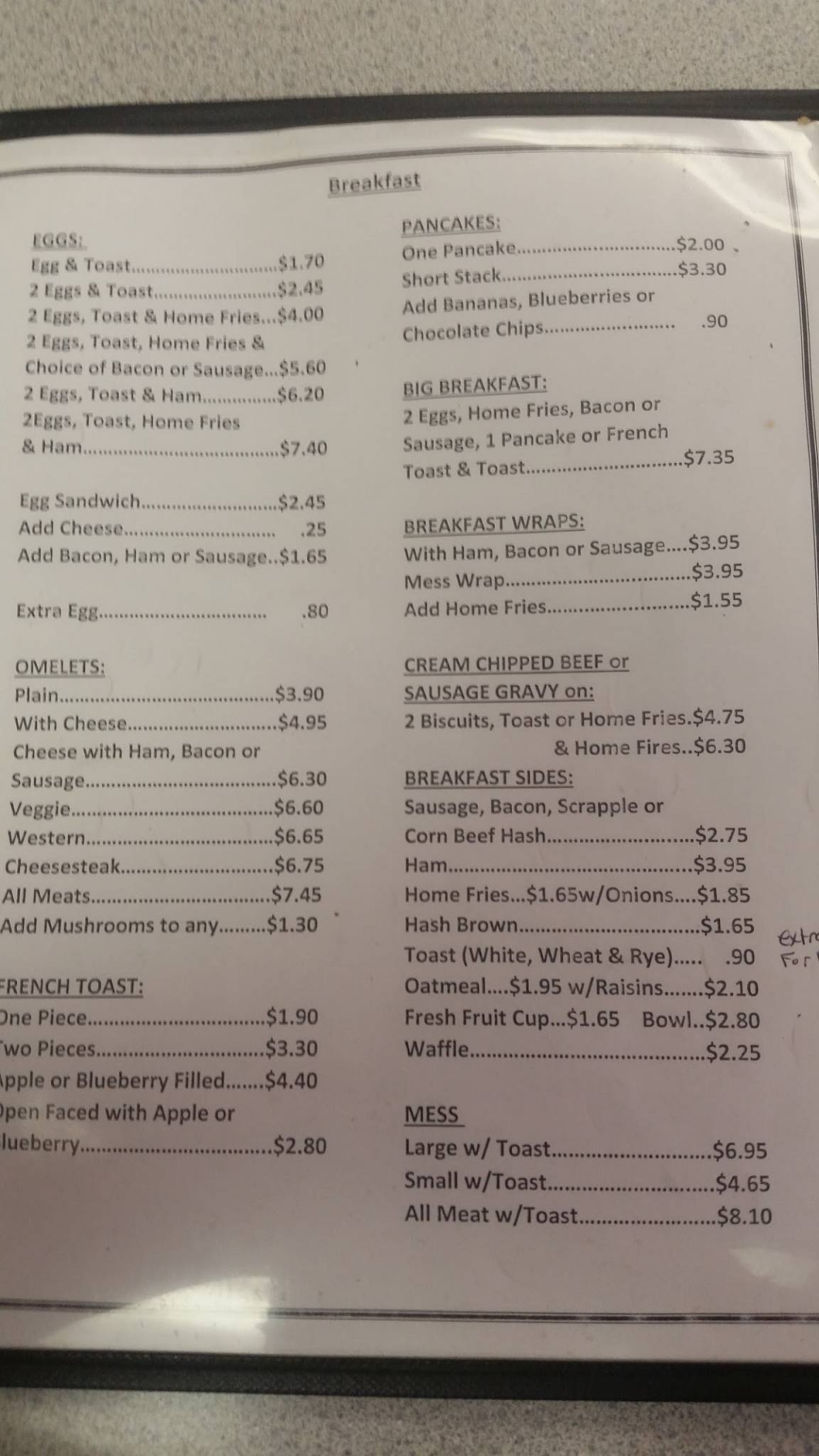 Menu at The Sticky Bun Cafe, Yeagertown, 310 S Main St G