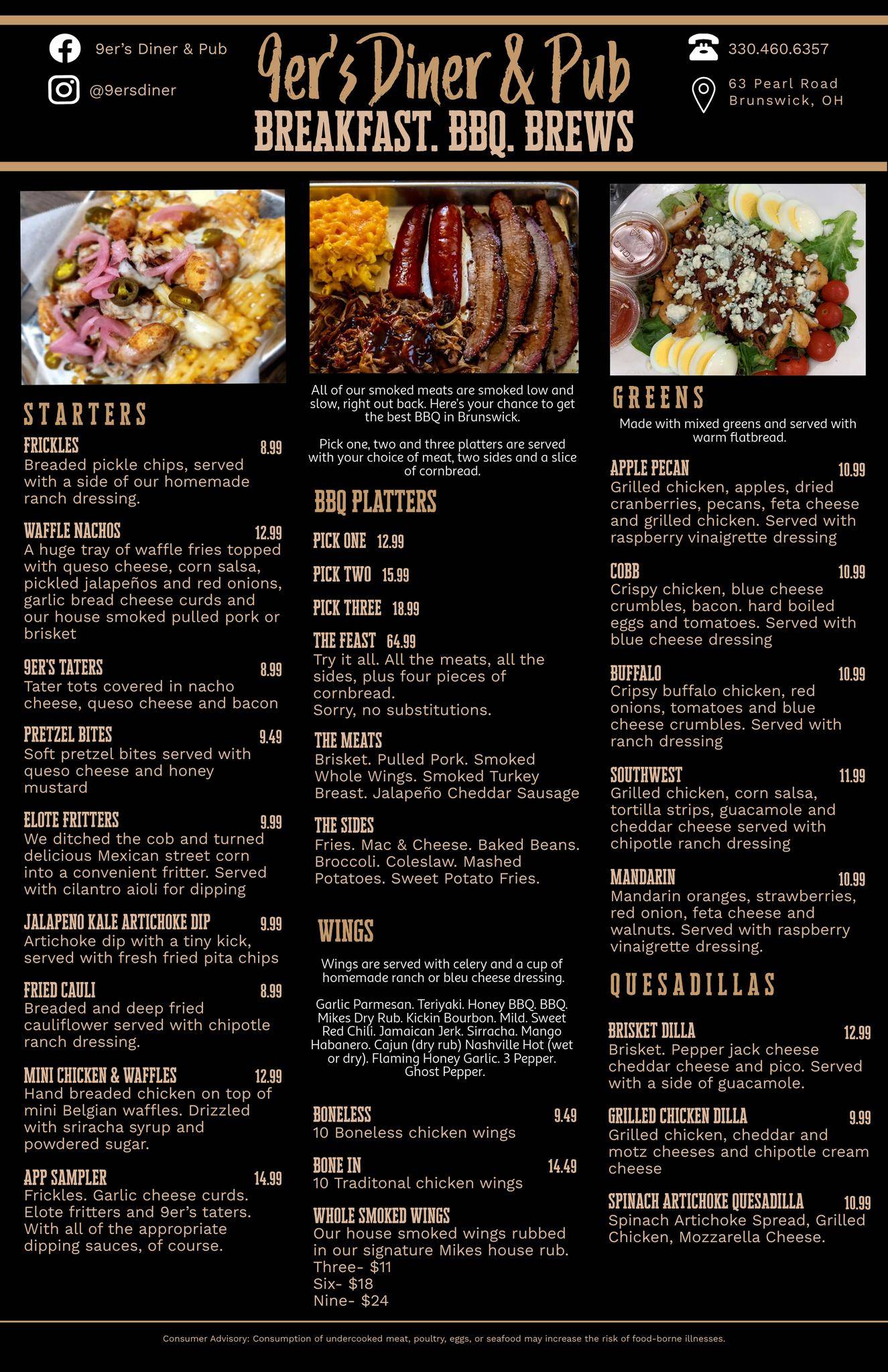 Menu at 9ers Diner & Pub, Brunswick